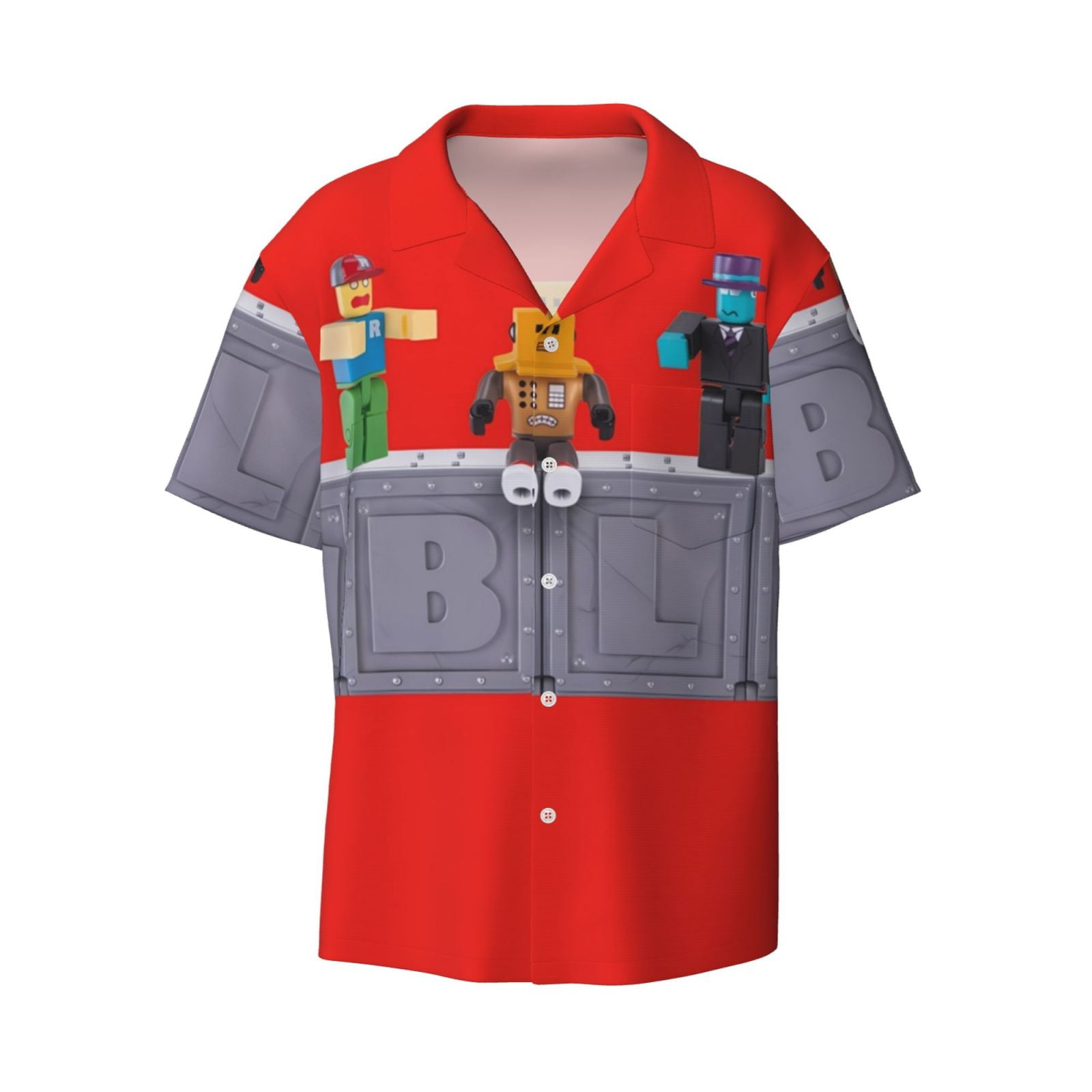 Defioc Roblox Men's Short Sleeve Button Down Hawaiian Shirt for Men ...