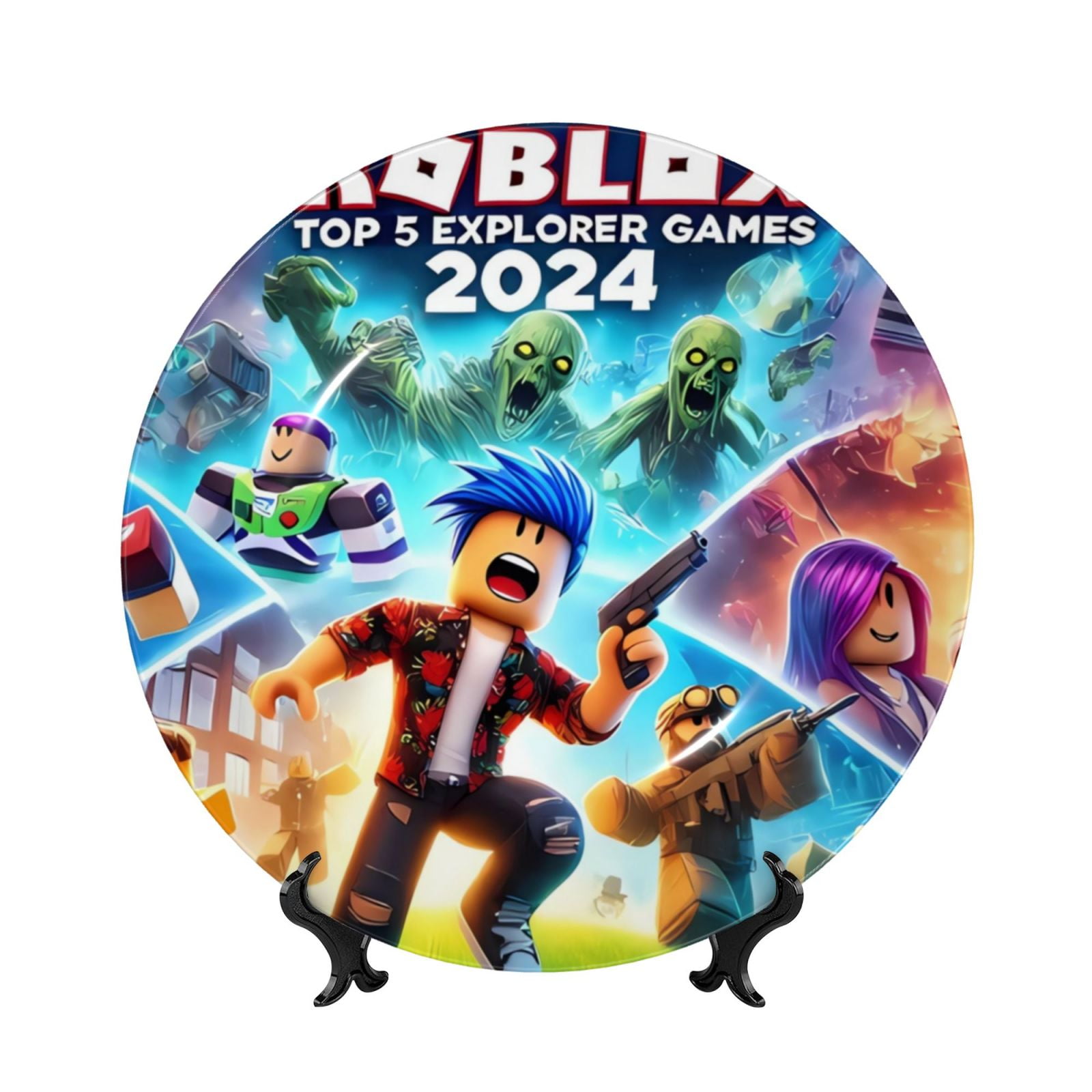 Defioc Roblox Pattern Bone China Decorative Plate, Ceramic Dinner Plate ...