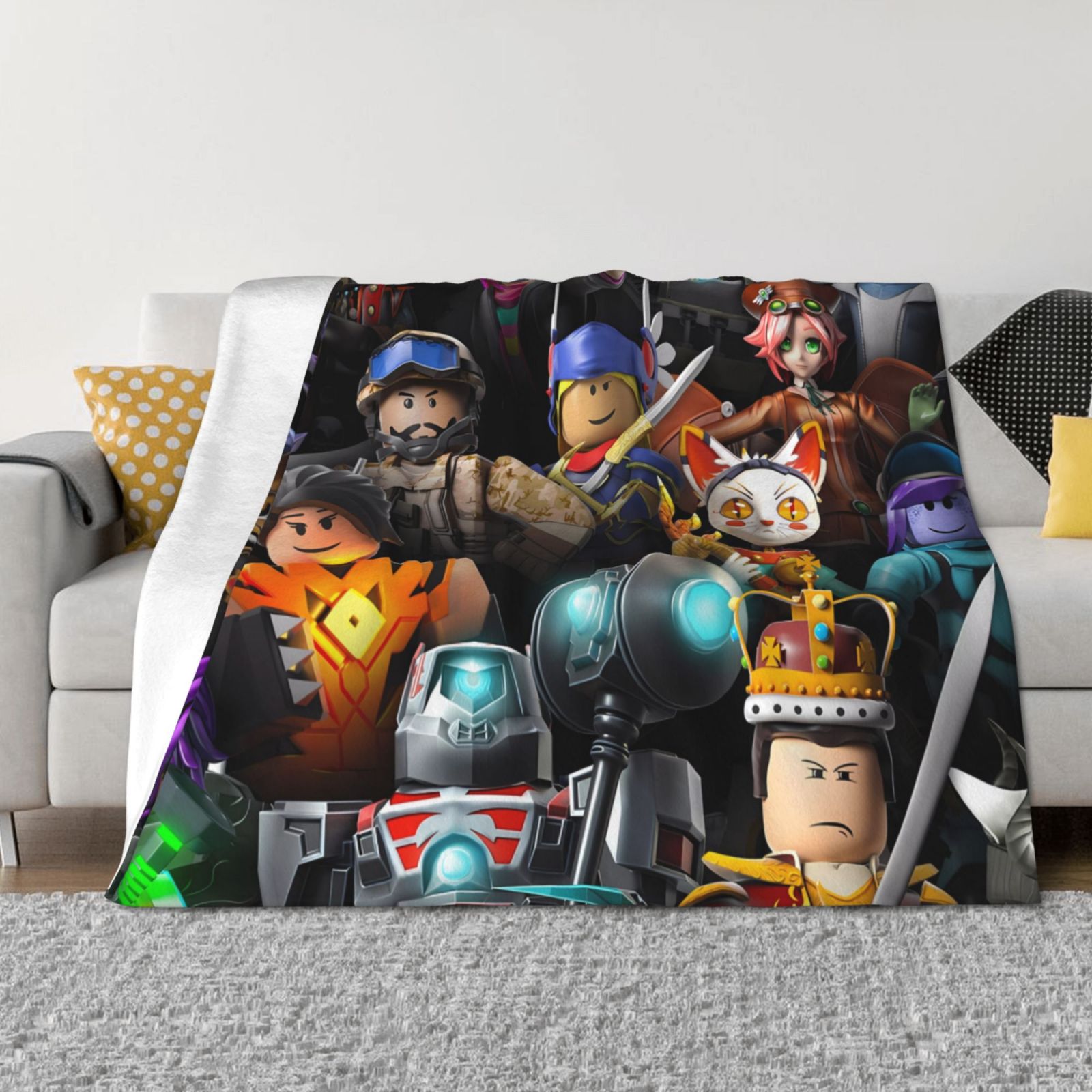 Defioc Roblox Print Fleece Blanket - Plush Throw Blanket - Soft Fuzzy ...