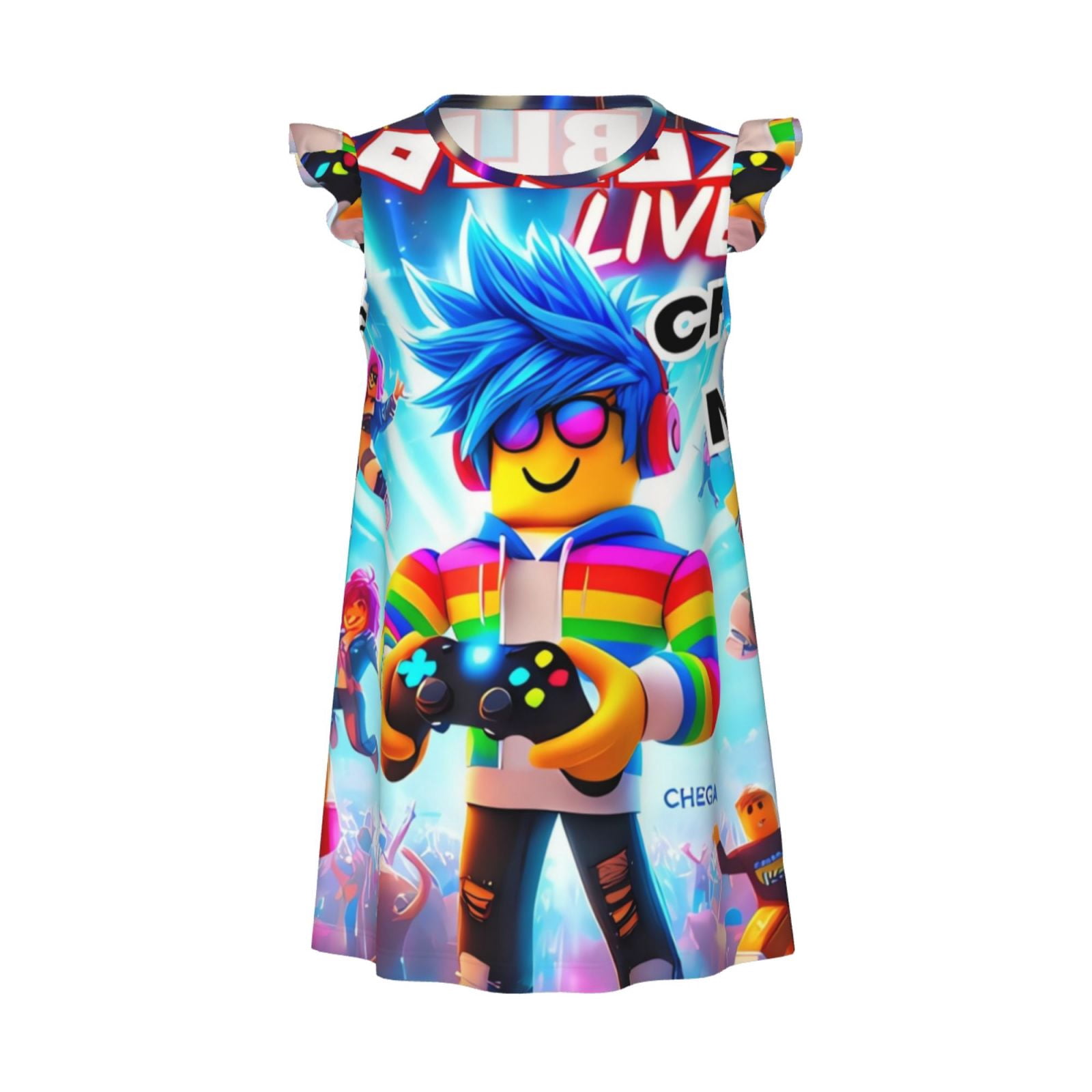 Defioc Roblox for Girl's Cute Nightgowns, Pajamas Flutter Short Sleeves ...