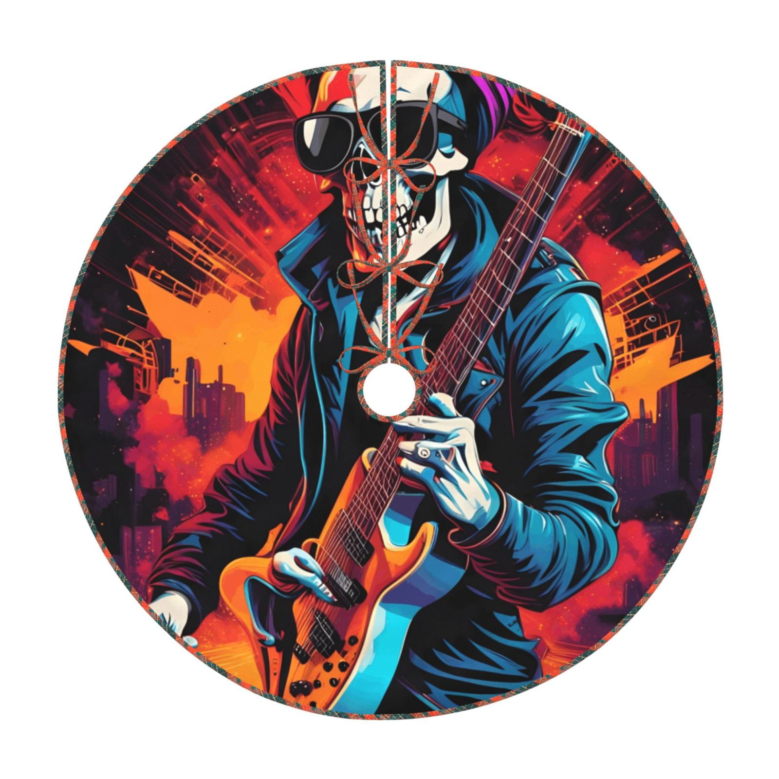 Defioc Rock Skull Singer for Christmas Tree Skirt Snowman Xmas Tree ...