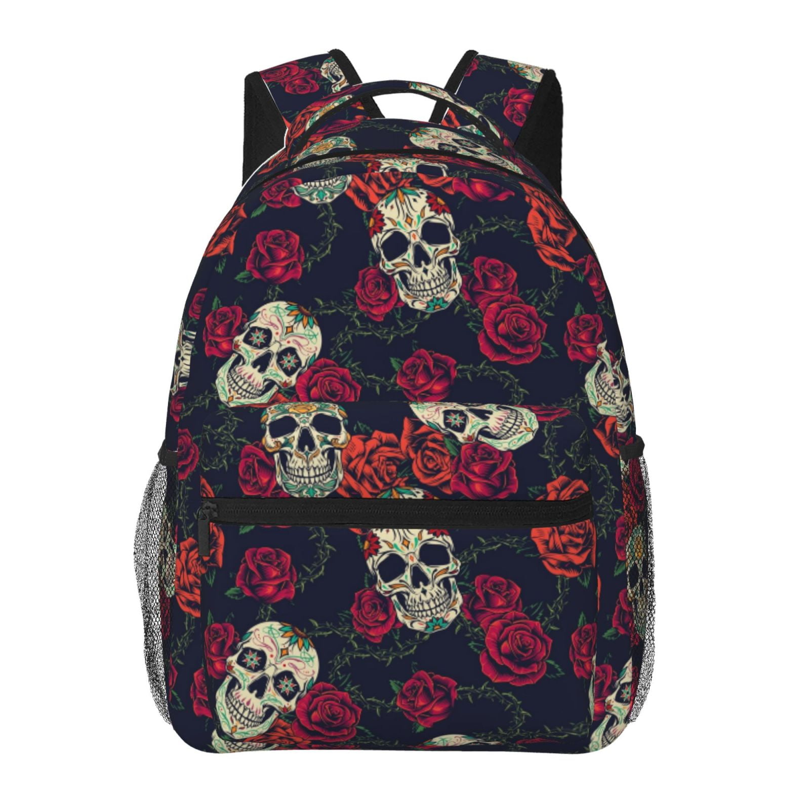 Defioc Roses Skulls Pattern Laptop Backpack,Travel Backpack Outdoor ...