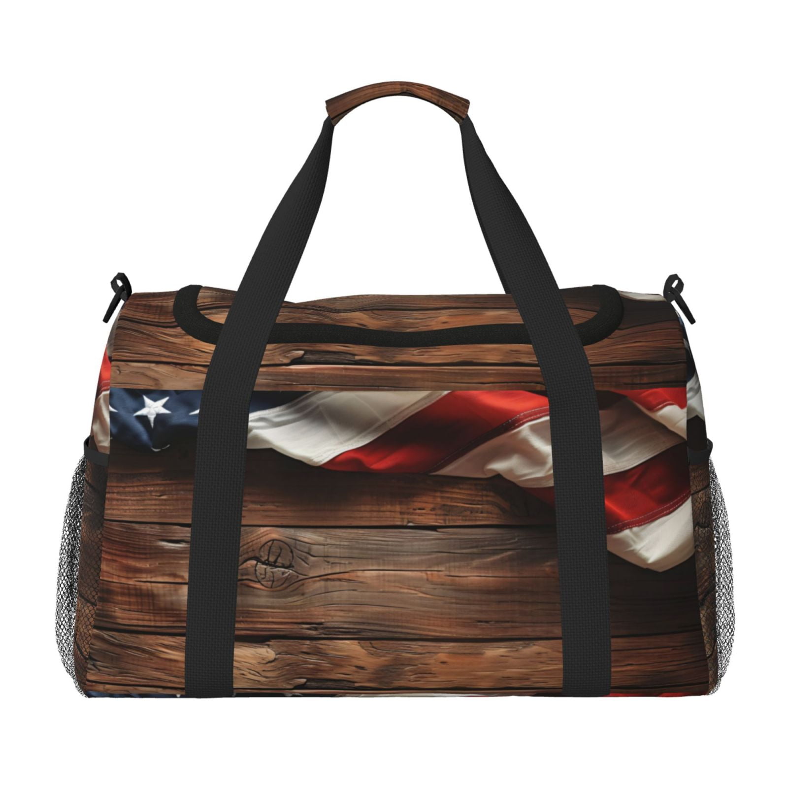 Defioc Rustic American Flag Wood Print Hand Travel Bag - Foldable ...