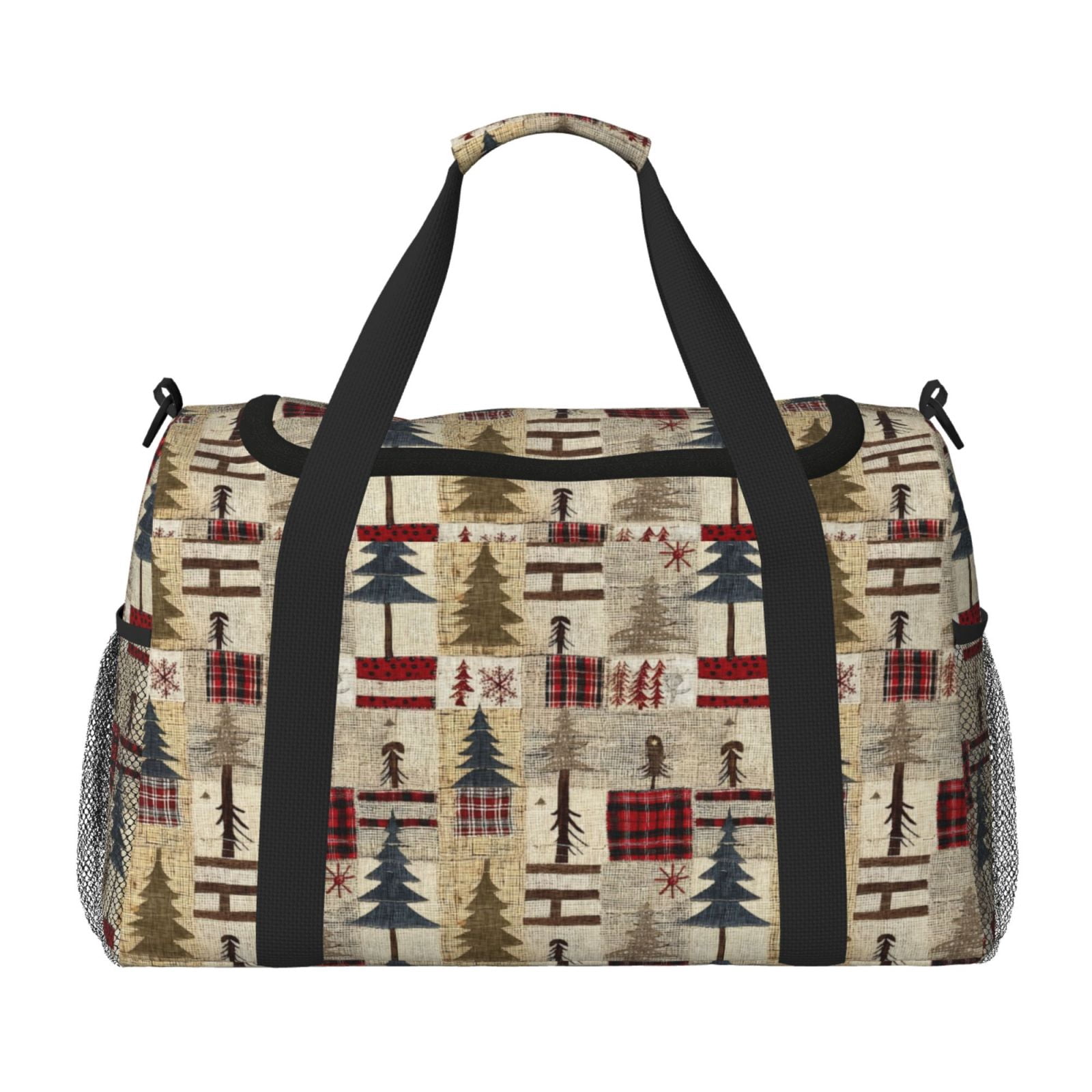 Defioc Rustic Plaid Forest Lodge Print Hand Travel Bag - Foldable ...