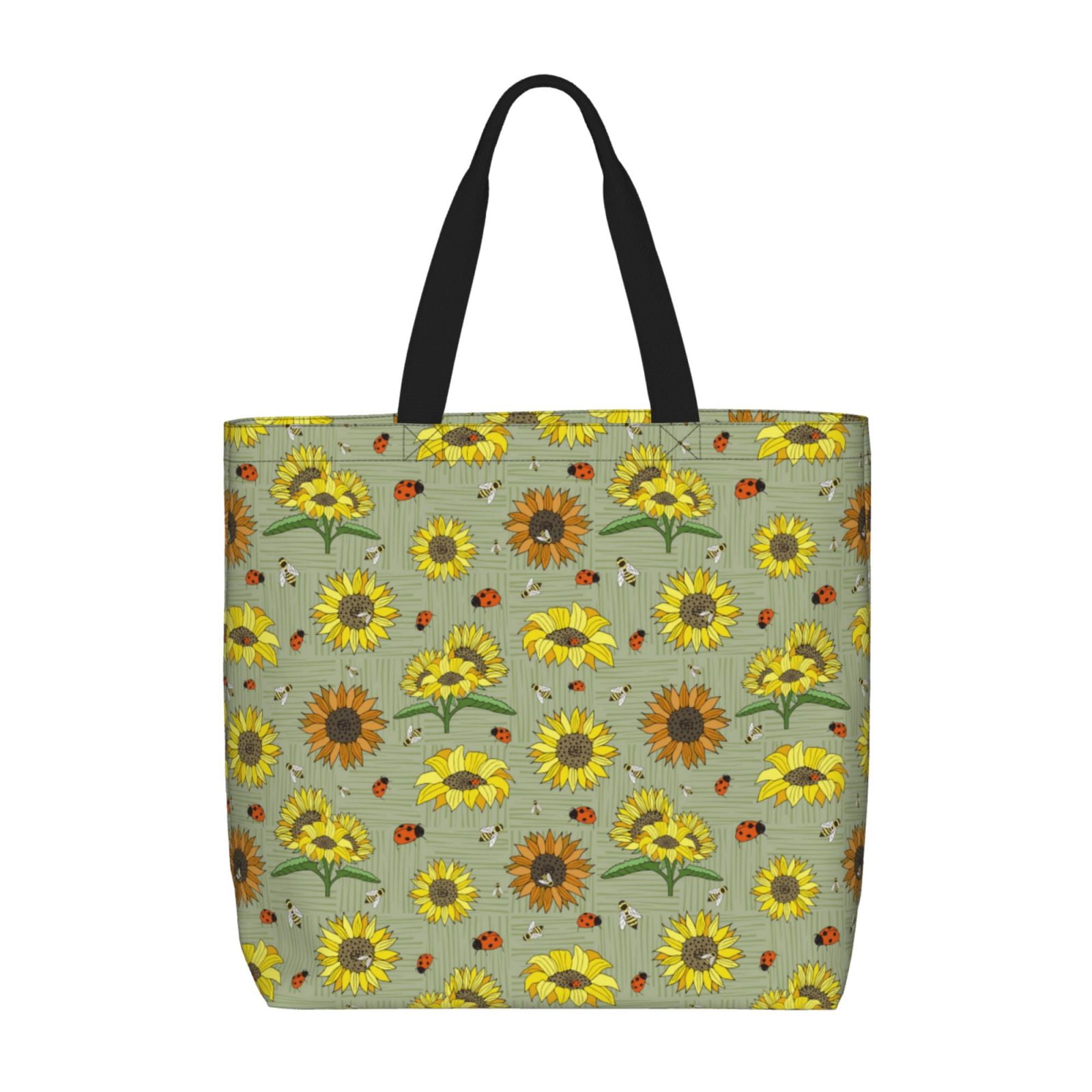Defioc Sage Green With Sunflowers Pattern Tote Bag for Women,Large ...