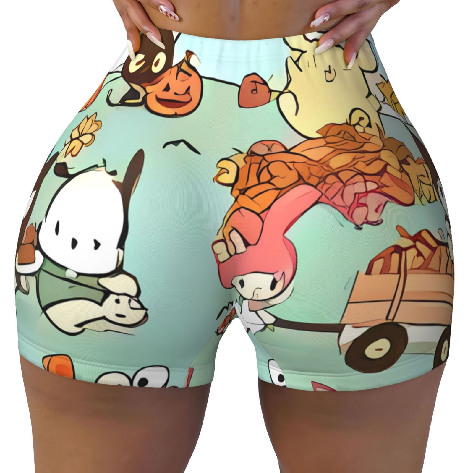 Defioc Sanrio Print Women's Workout Shorts,Scrunch Short Gym Yoga ...