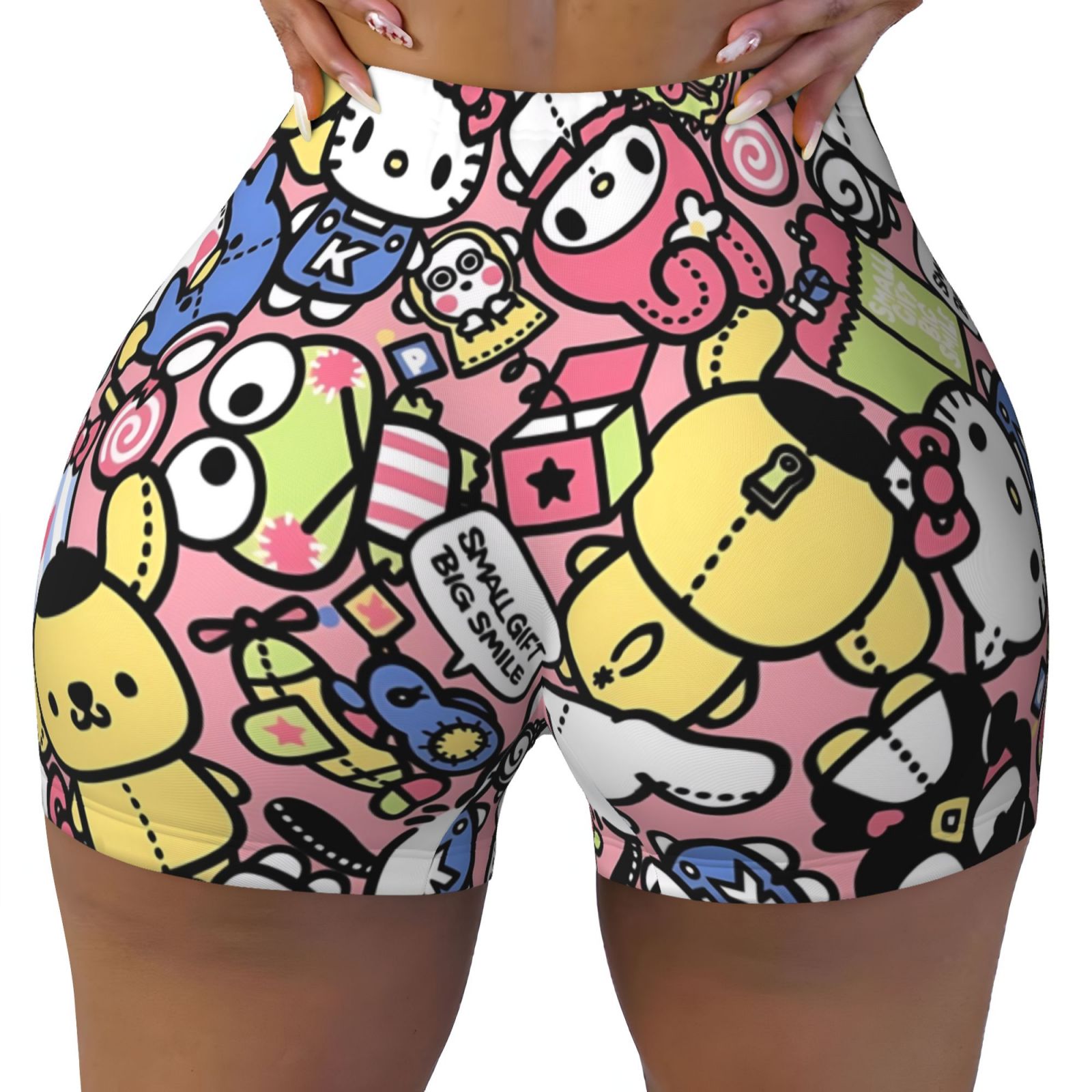 Defioc Sanrio Print Women's Workout Shorts,Scrunch Short Gym Yoga ...