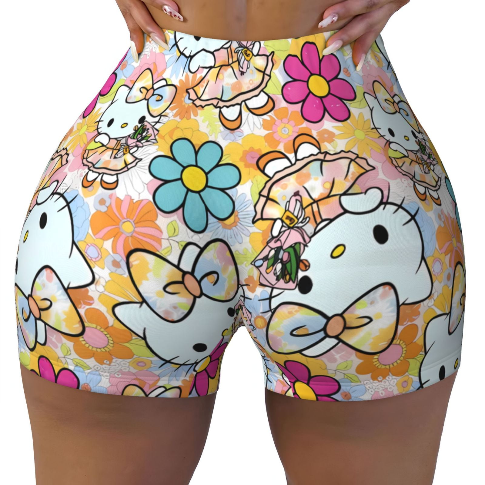Defioc Sanrio Print Women's Workout Shorts,Scrunch Short Gym Yoga ...
