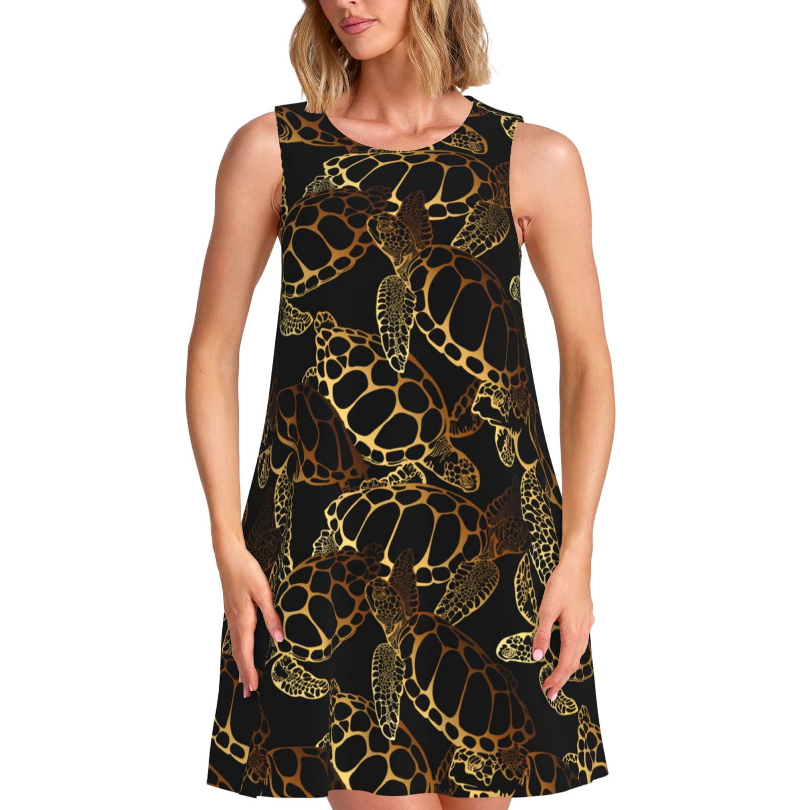 Defioc Sea Turtle With Ocean Pattern Women's Summer Dresses 2025 Beach ...