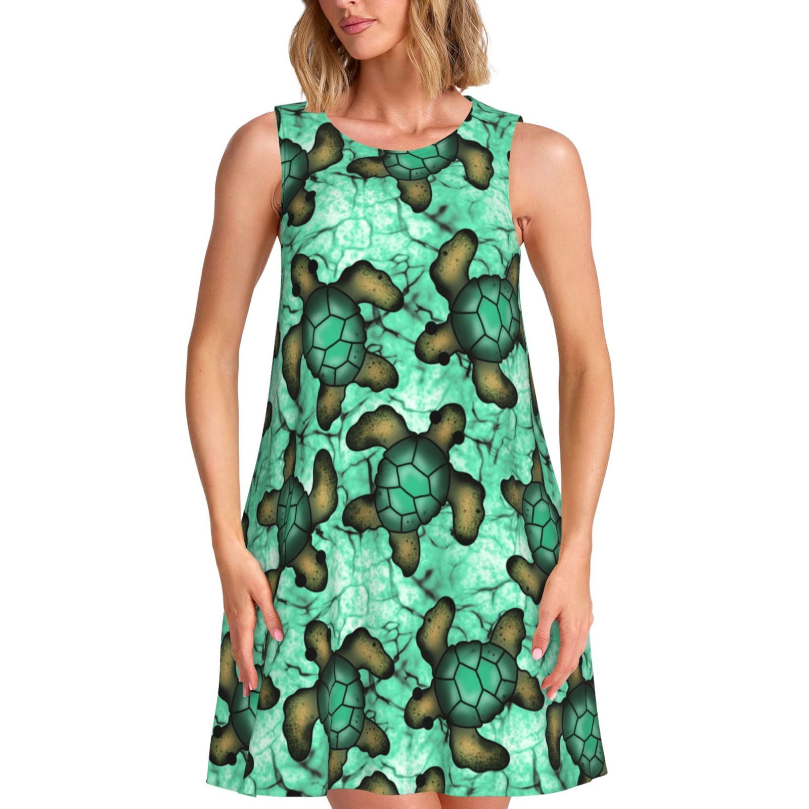 Defioc Sea Turtle Pattern Women's Summer Dresses 2025 Beach Casual ...