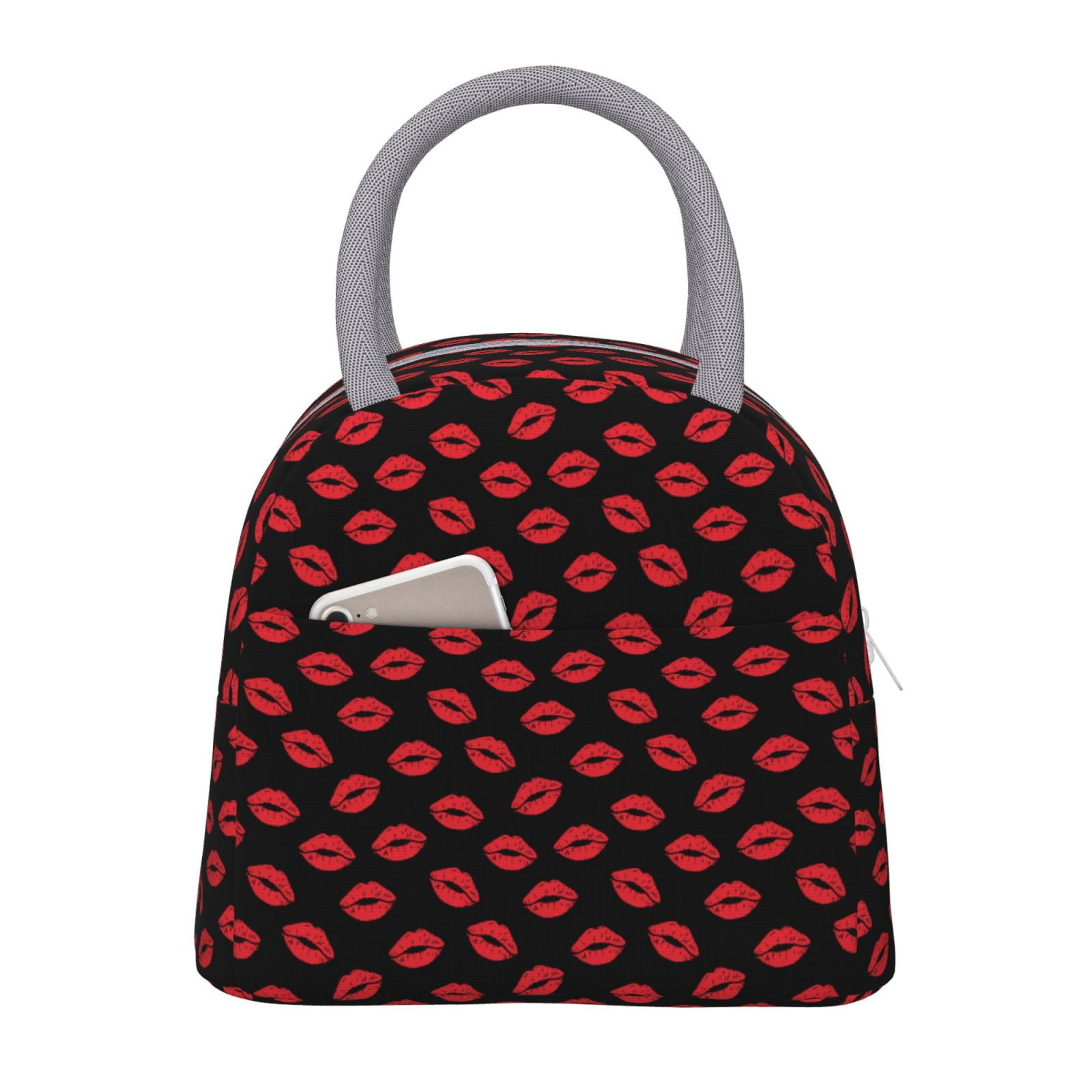 Defioc Sexy Red Lips Kiss Print LunchBag for Women and Men - Leakproof ...