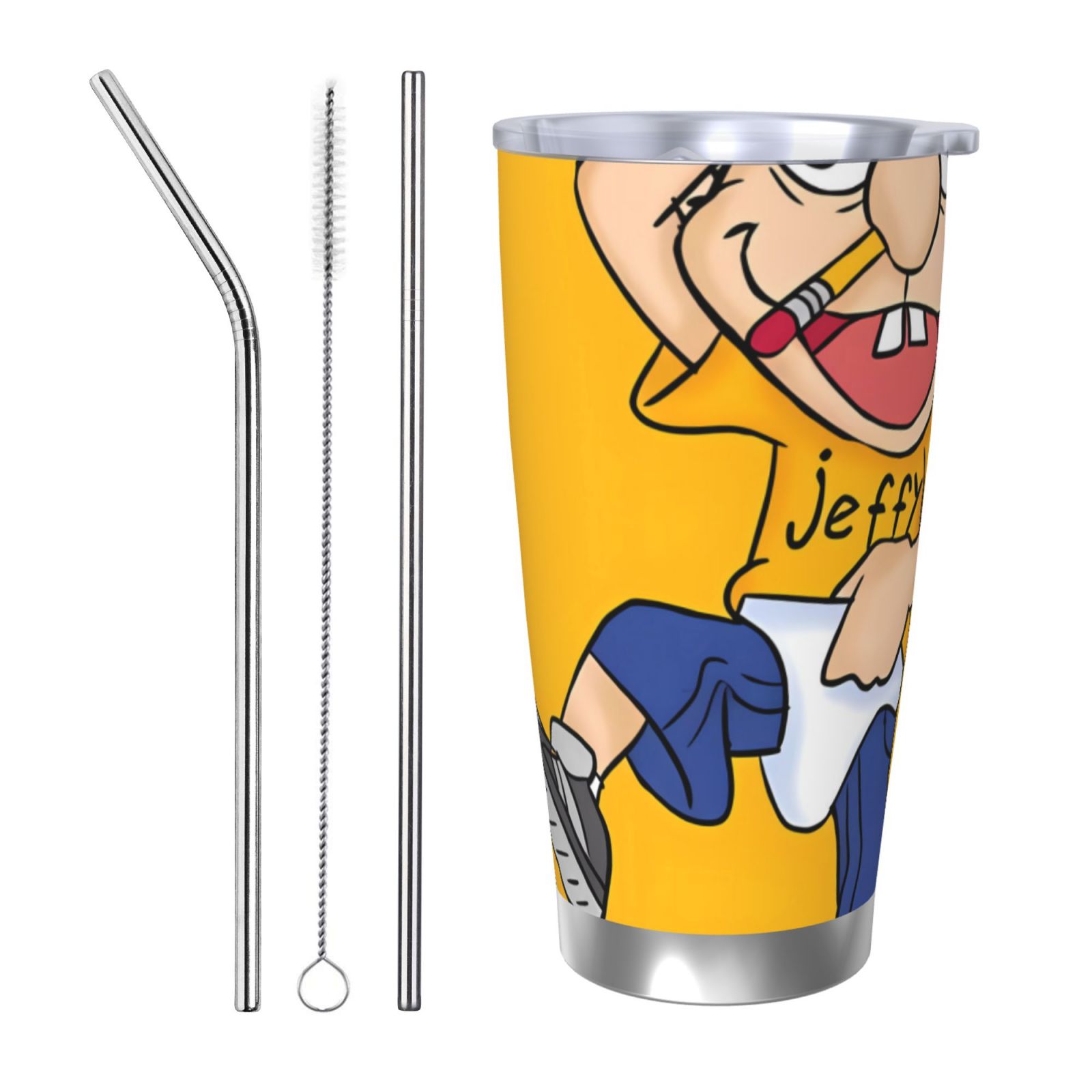 Defioc Sml Jeffy Print 20oz Insulated Tumbler with Lid,Coffee Mug ...