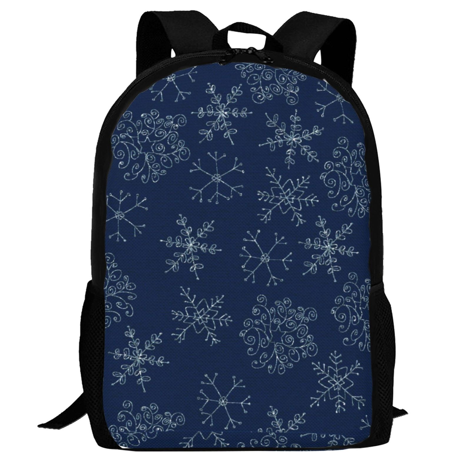 Defioc Snowflake Dark Blue Pattern Carry on Backpack,16.5x12.5x5.5 ...