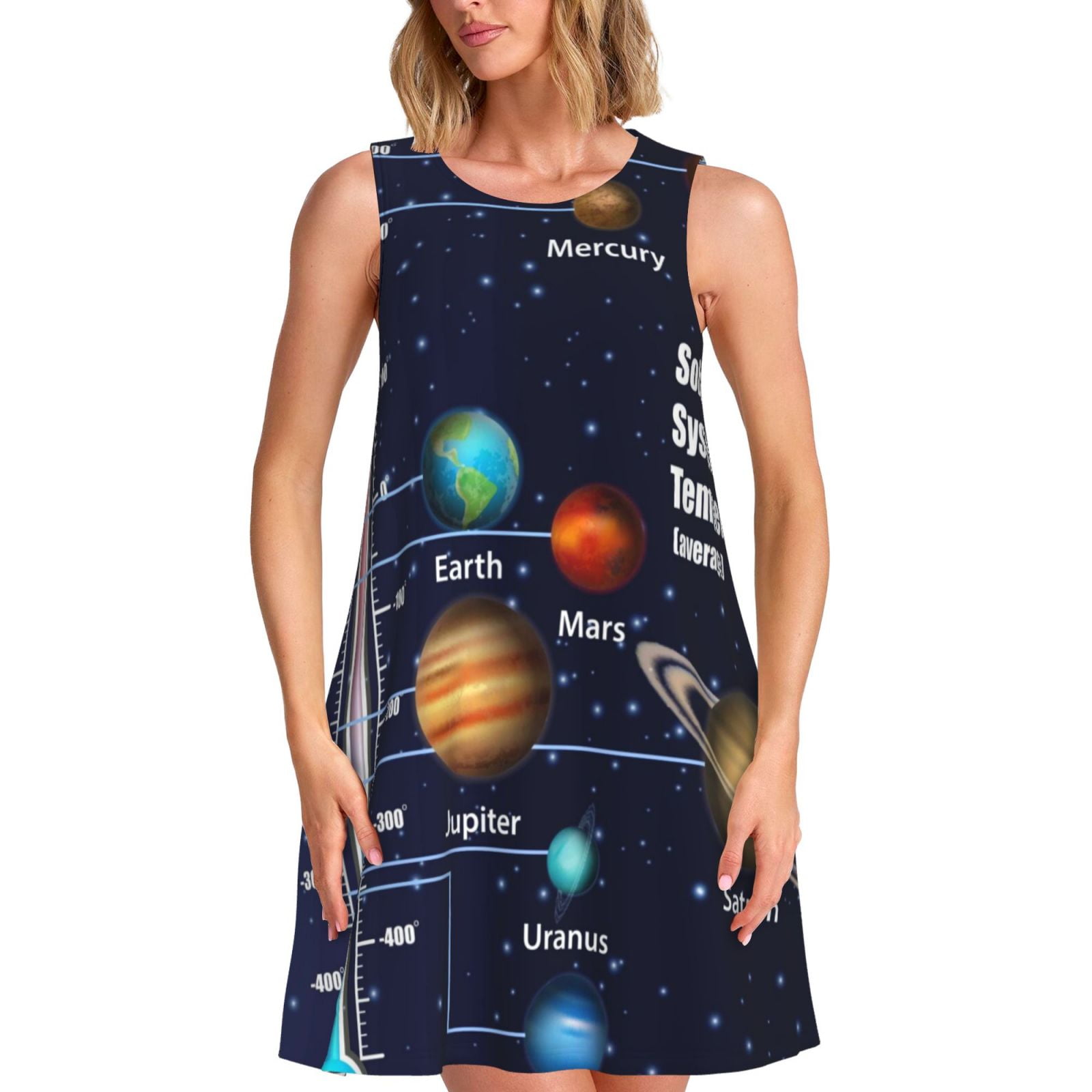 Defioc Solar System Pattern Women's Summer Dresses 2025 Beach Casual ...