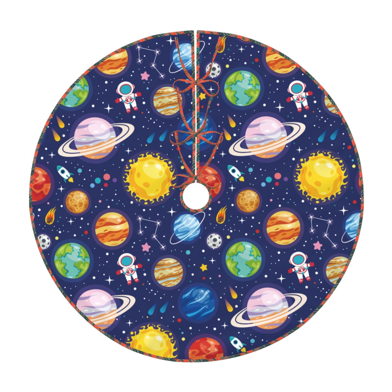 Defioc Space Planet for Christmas Tree Skirt Snowman Xmas Tree Skirt ...