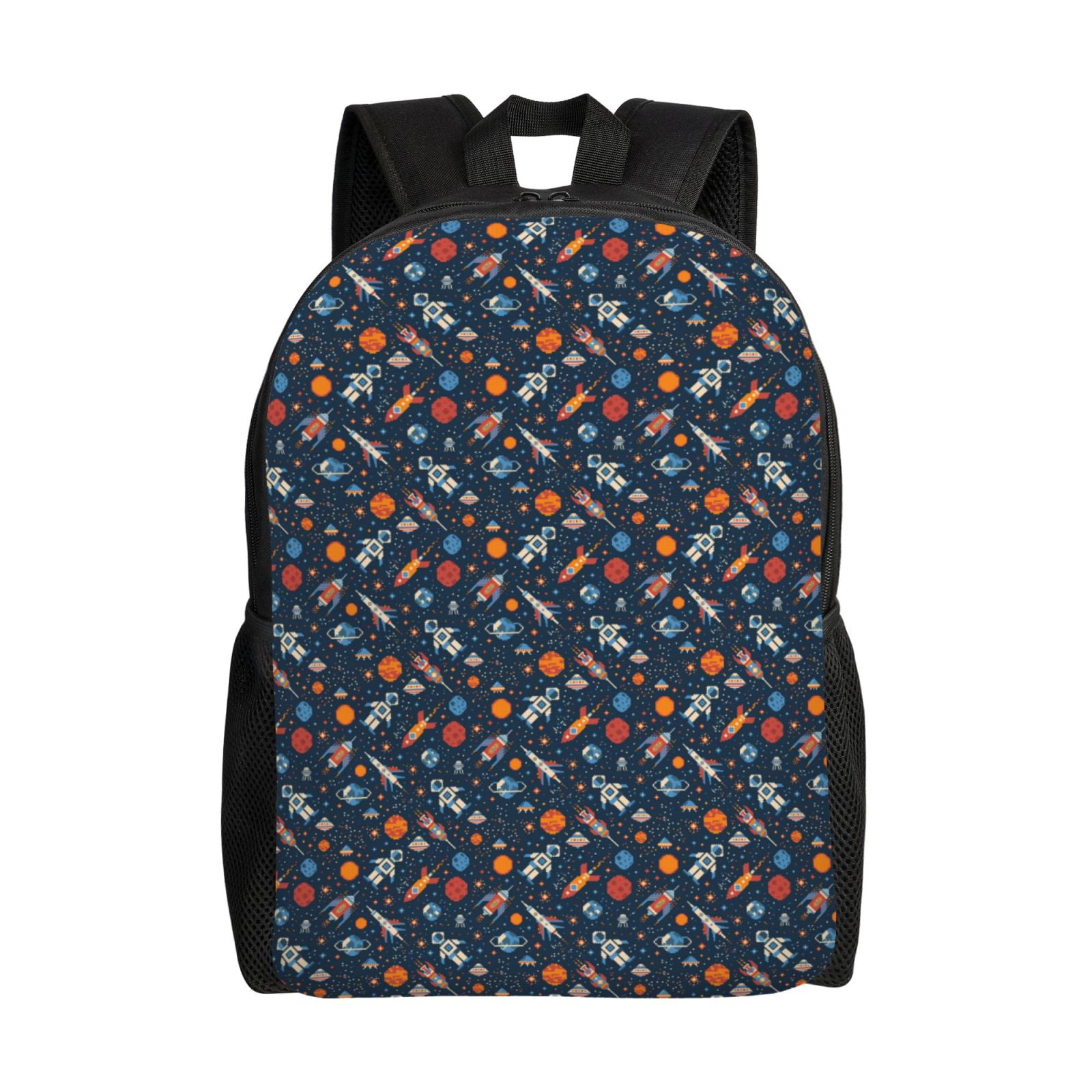Defioc Spaceships And Stars In Outer Space Print Backpack -Travel,or ...
