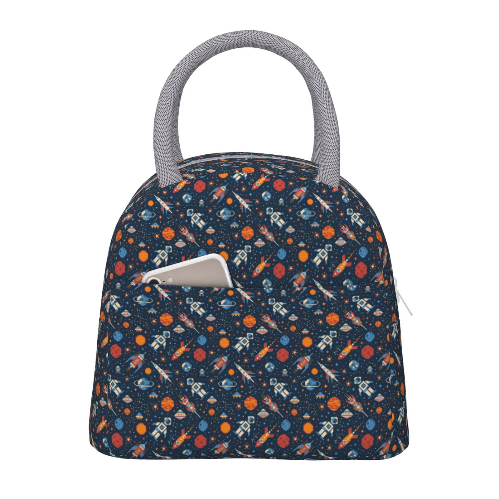 Defioc Spaceships And Stars In Outer Space Print LunchBag for Women and ...