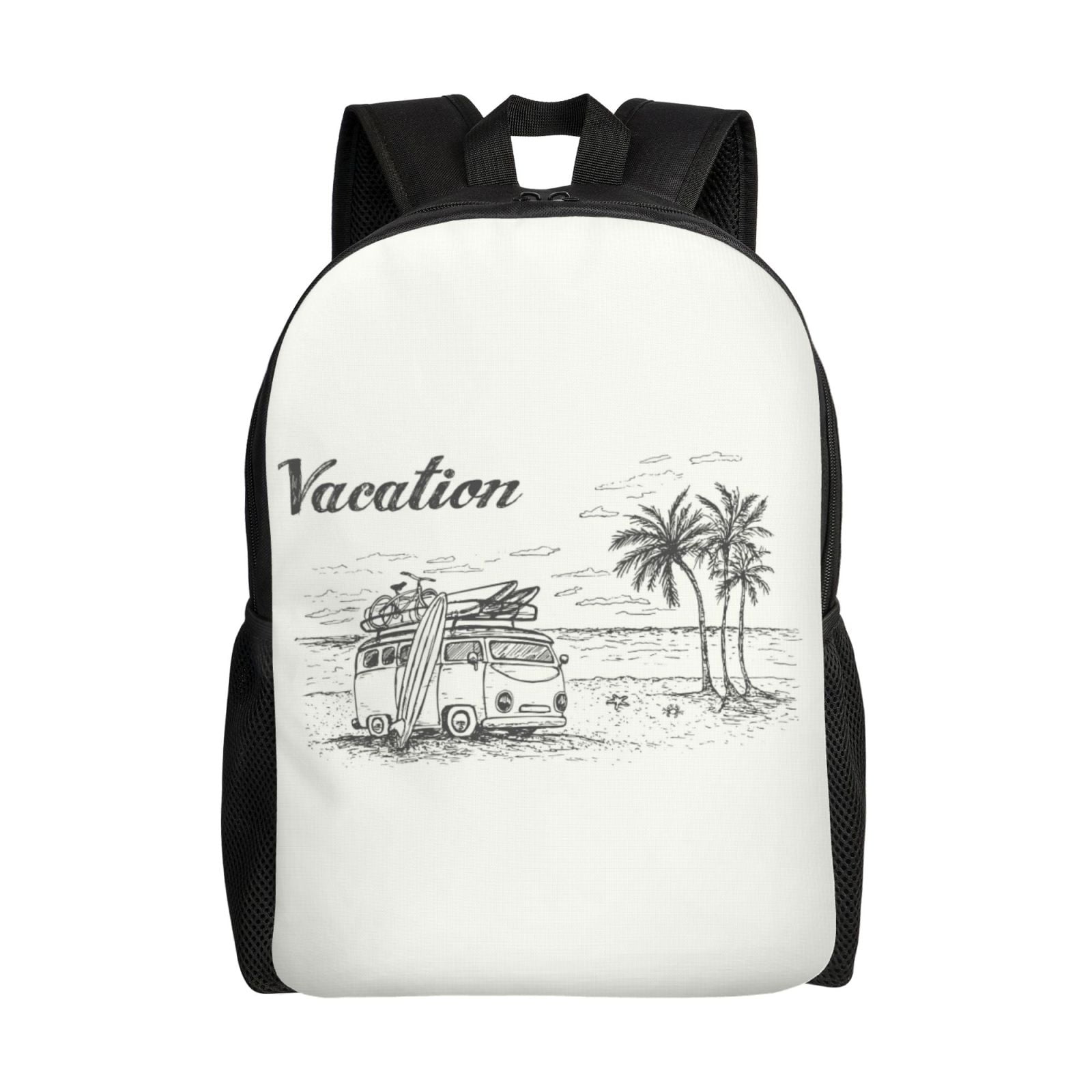 Defioc Summer Vacation Scene With Camping Van Print Backpack -Travel,or ...