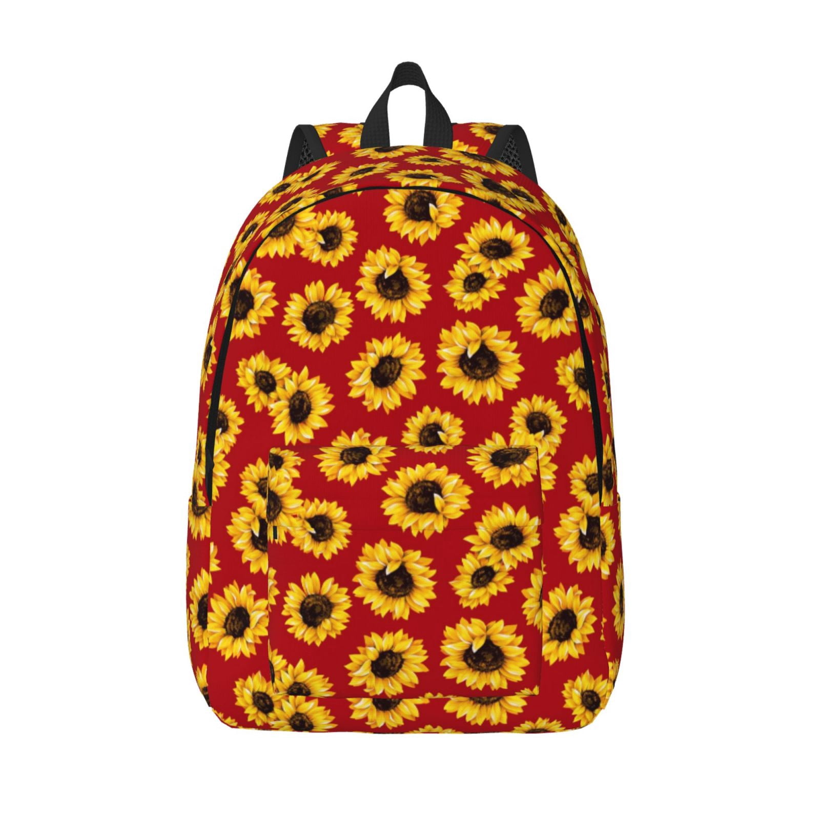 Defioc Sunflowers On Red for Canvas Backpack,Travel Rucksack Unisex ...