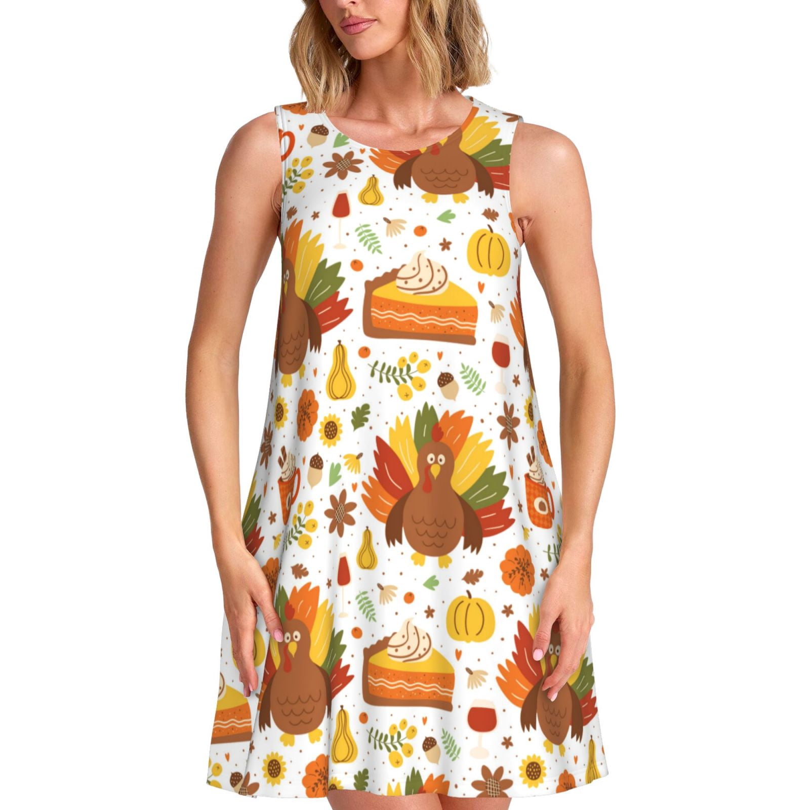 Defioc Thanksgiving With Turkey Pattern Women's Summer Dresses 2025 ...