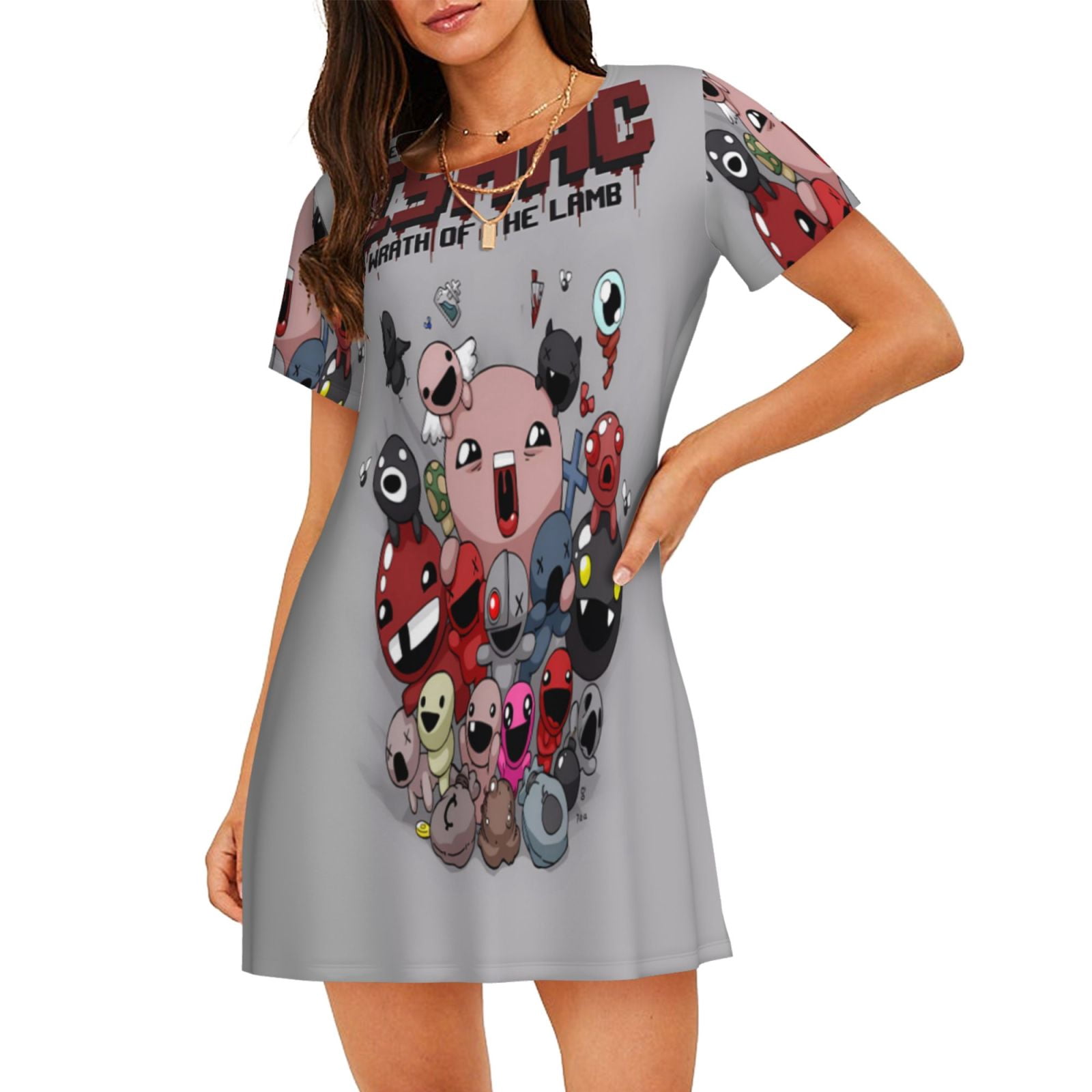 Defioc The Binding of Isaac Pattern Women's Nightgown,Short Sleeve ...
