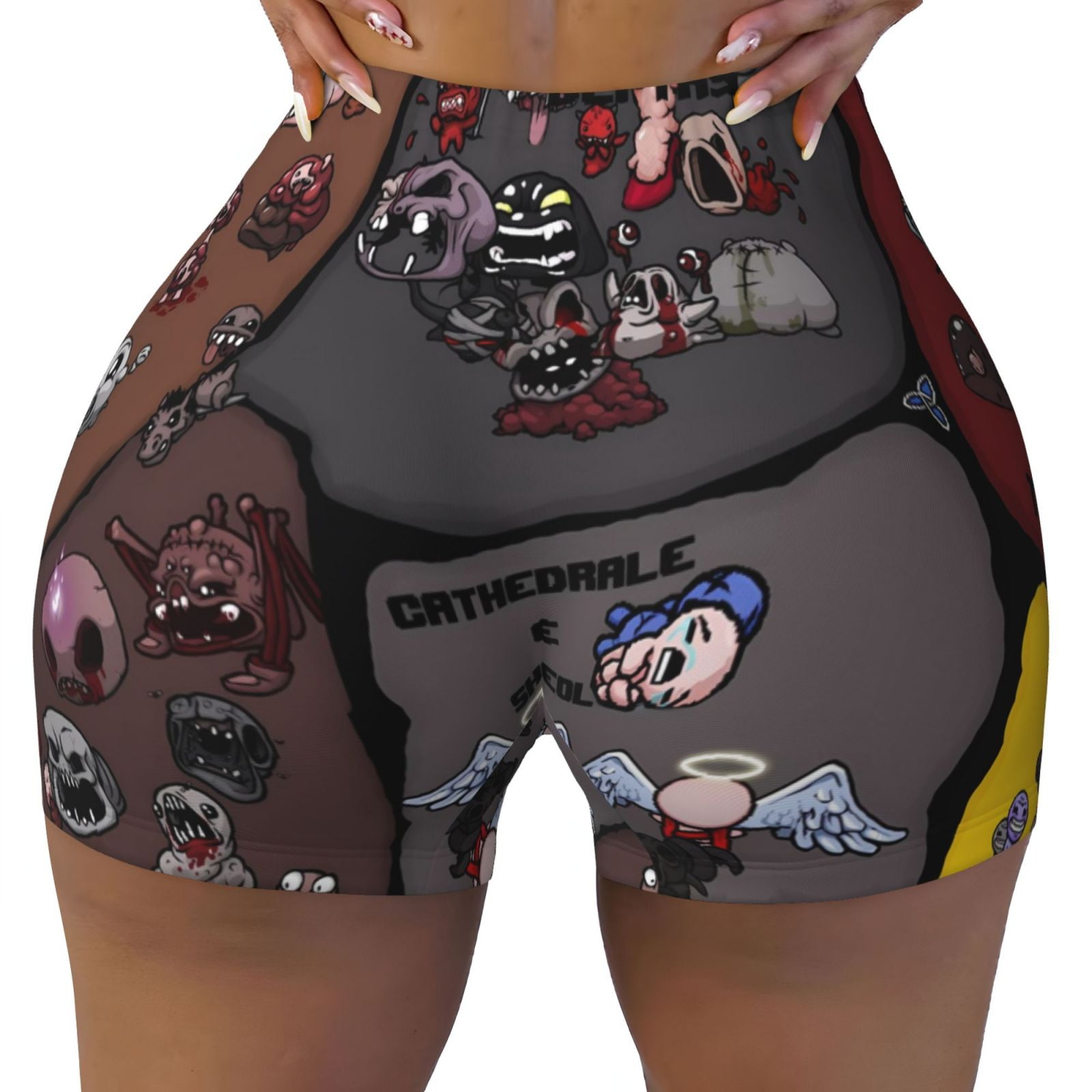 Defioc The Binding of Isaac Print Women's Workout Shorts,Scrunch Short ...