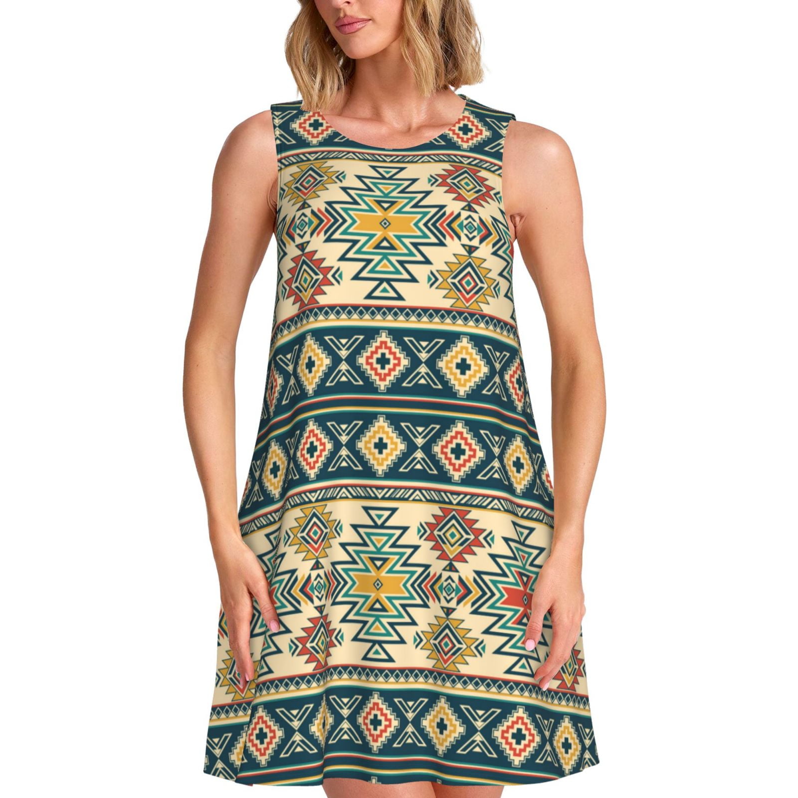 Defioc Traditional Tribal Aztec1 Pattern Women's Summer Dresses 2025 ...