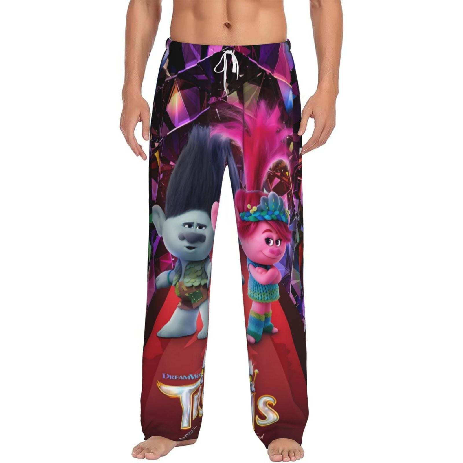 Defioc Trolls Band Together Pattern Men's Pajama Pants,Soft Sleepwear ...