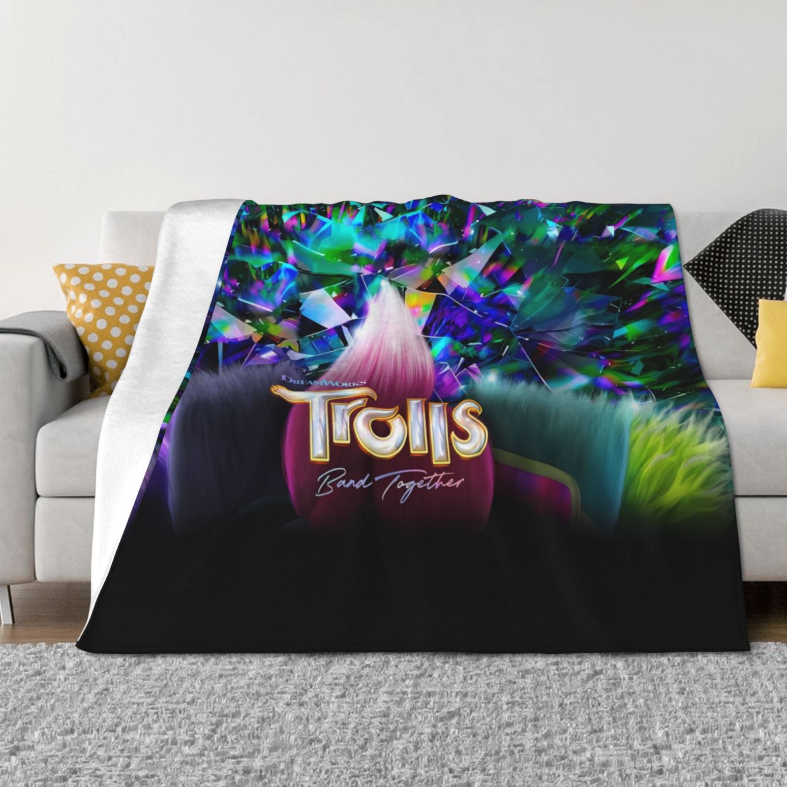 Defioc Trolls Band Together Print Fleece Blanket - Plush Throw Blanket ...