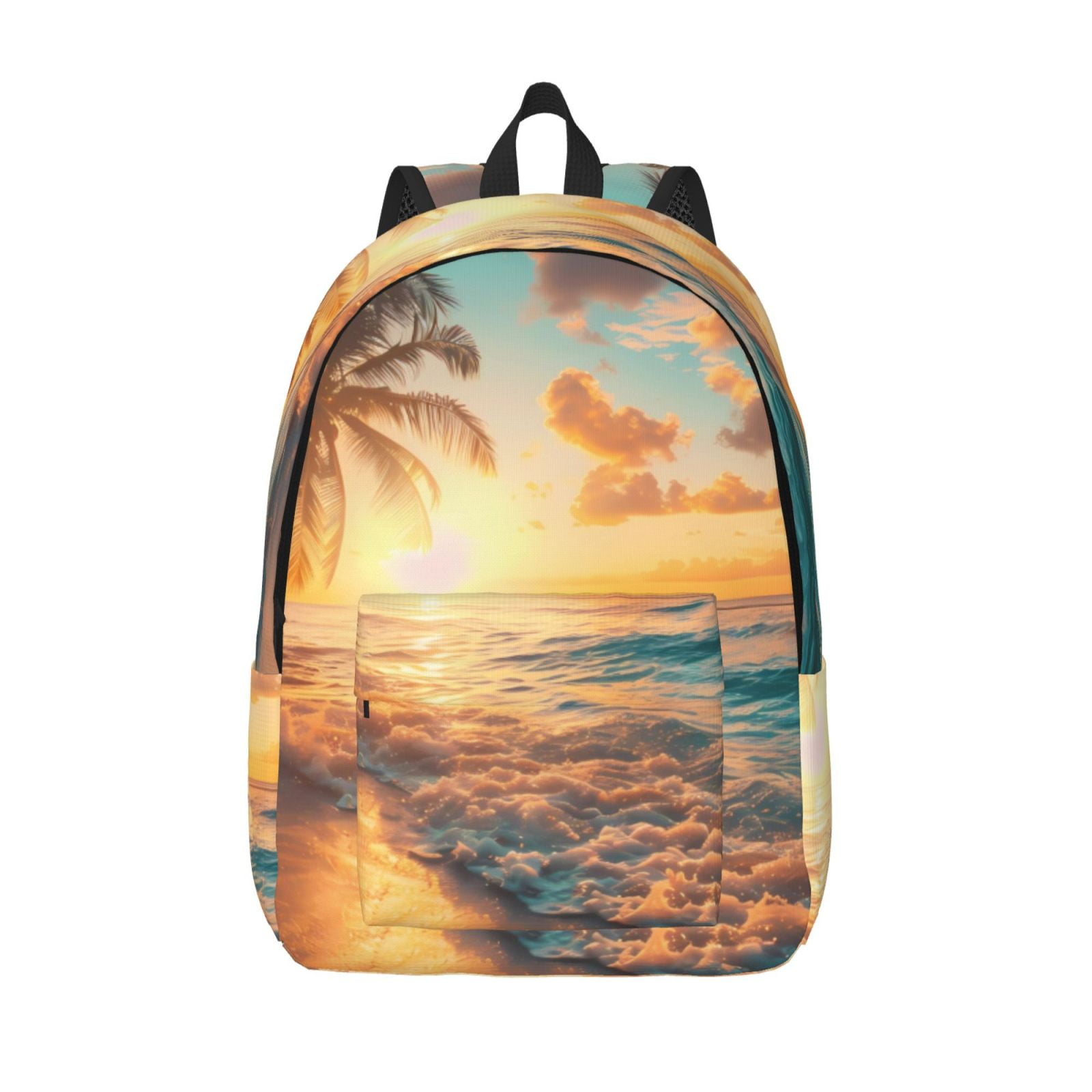 Defioc Tropical Sunset Beach Scene for Canvas Backpack,Travel Rucksack ...