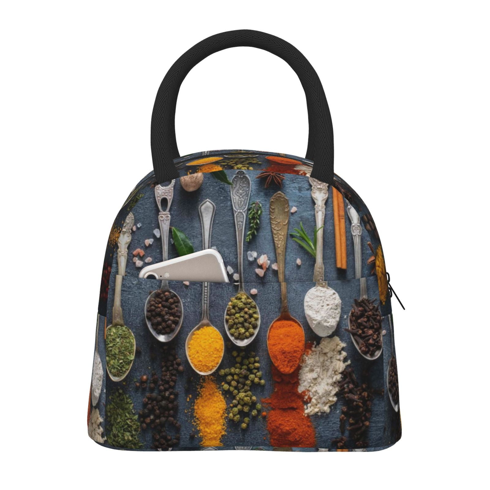 Defioc Various Herbs And Spices In Spoons Print LunchBag for Women and ...