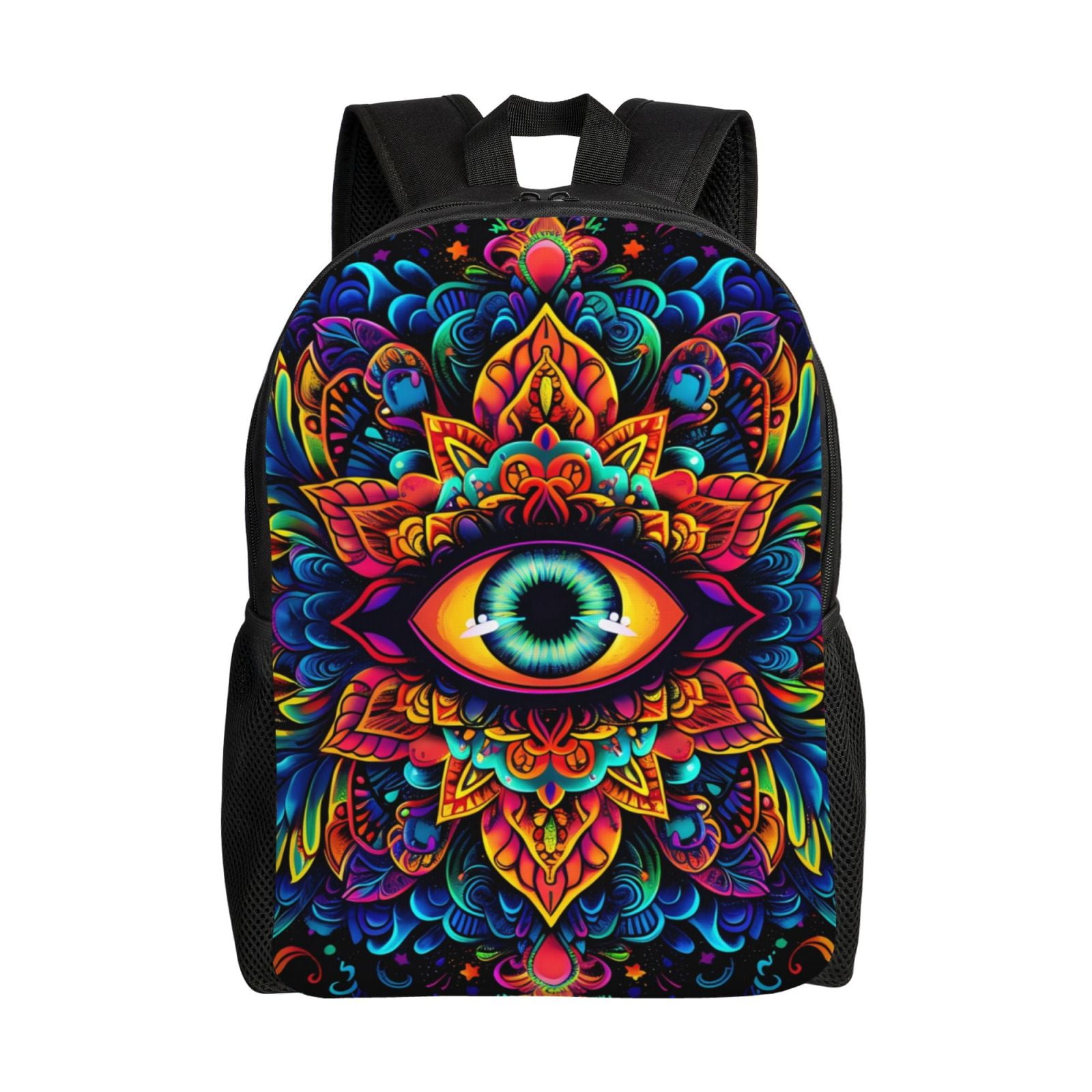 Defioc Vibrant Psychedelic Eye Print Backpack -Travel,or Work Bookbag ...