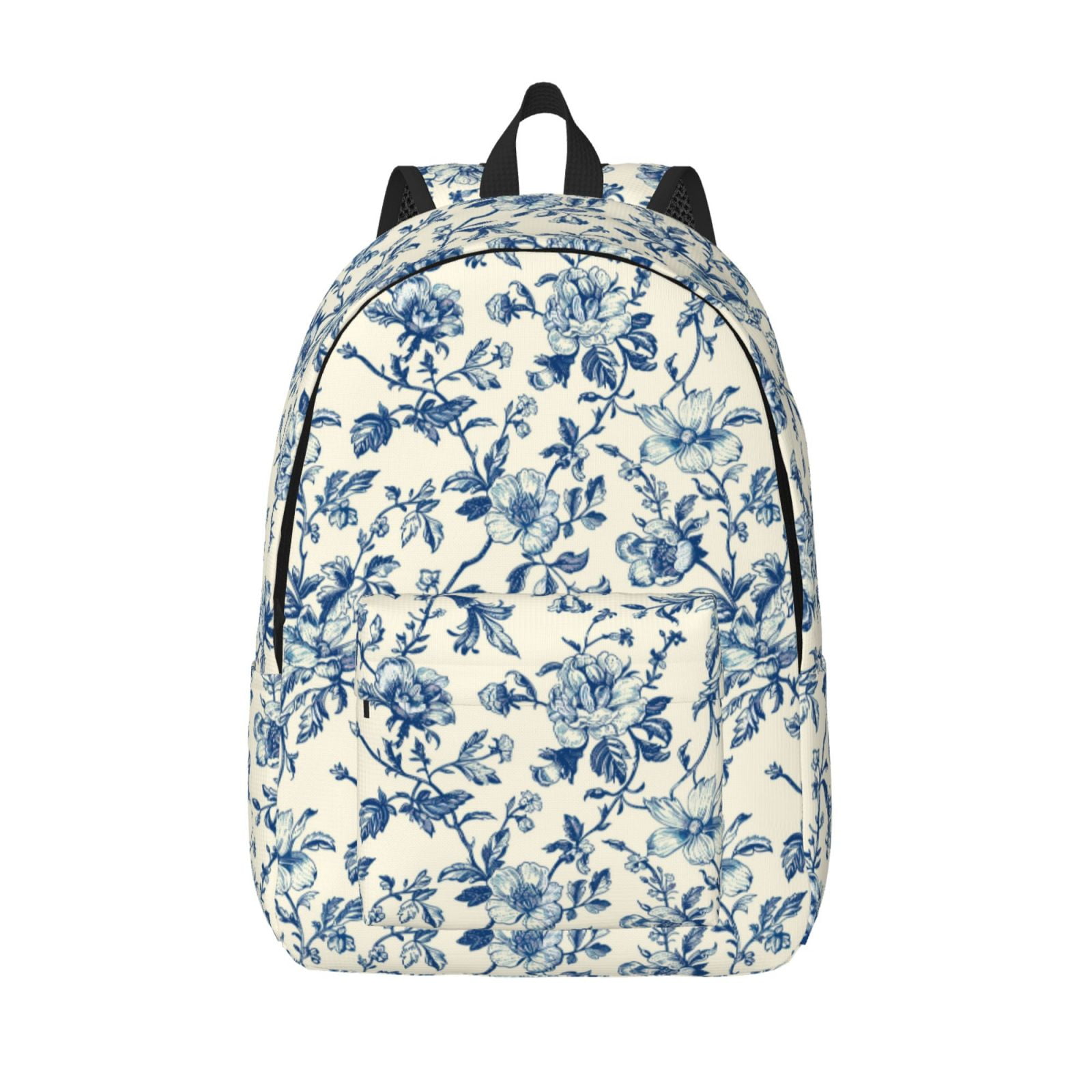 Defioc Vintage Blue Floral for Canvas Backpack,Travel Rucksack Unisex ...