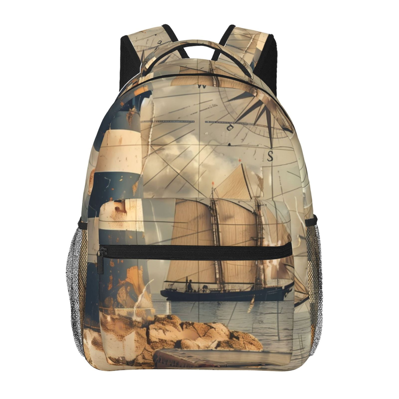 Defioc Vintage Nautical Lighthouse Pattern Laptop Backpack,Travel ...