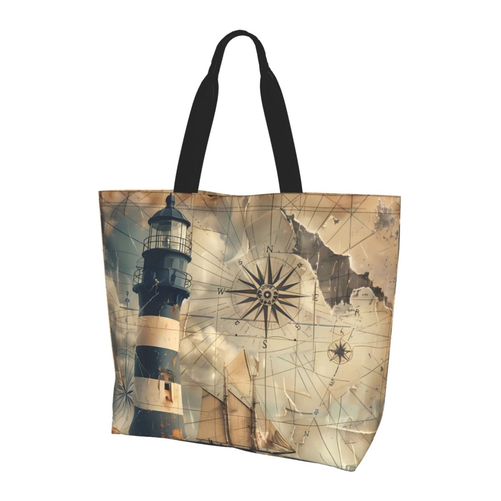Defioc Vintage Nautical Lighthousefor Women's Tote Bag - Shopping Bag ...