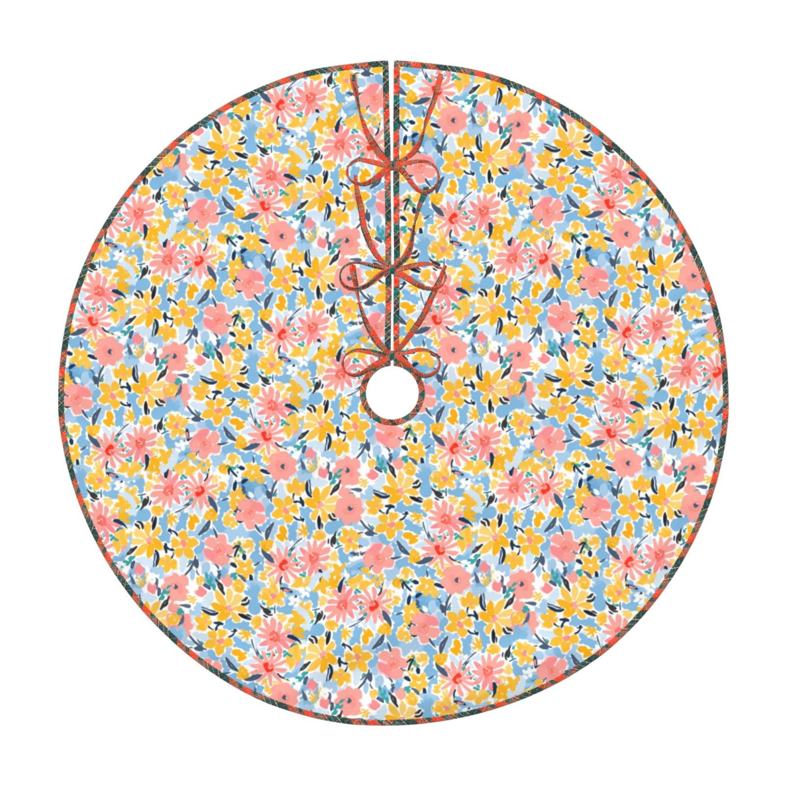 Defioc Watercolor Wildflowers for Christmas Tree Skirt Snowman Xmas ...