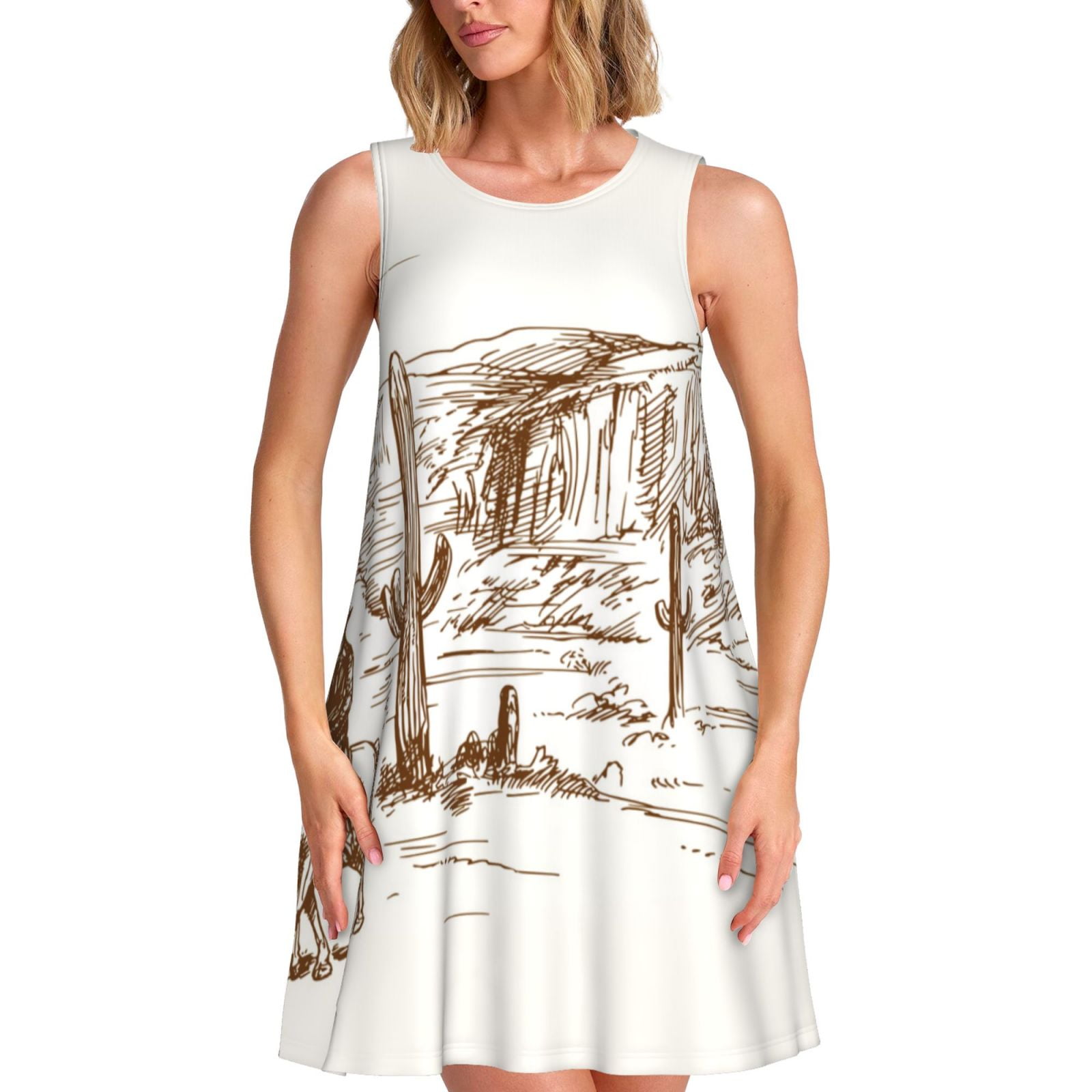 Defioc Western Desert Cowboys Pattern Women's Summer Dresses 2025 Beach ...