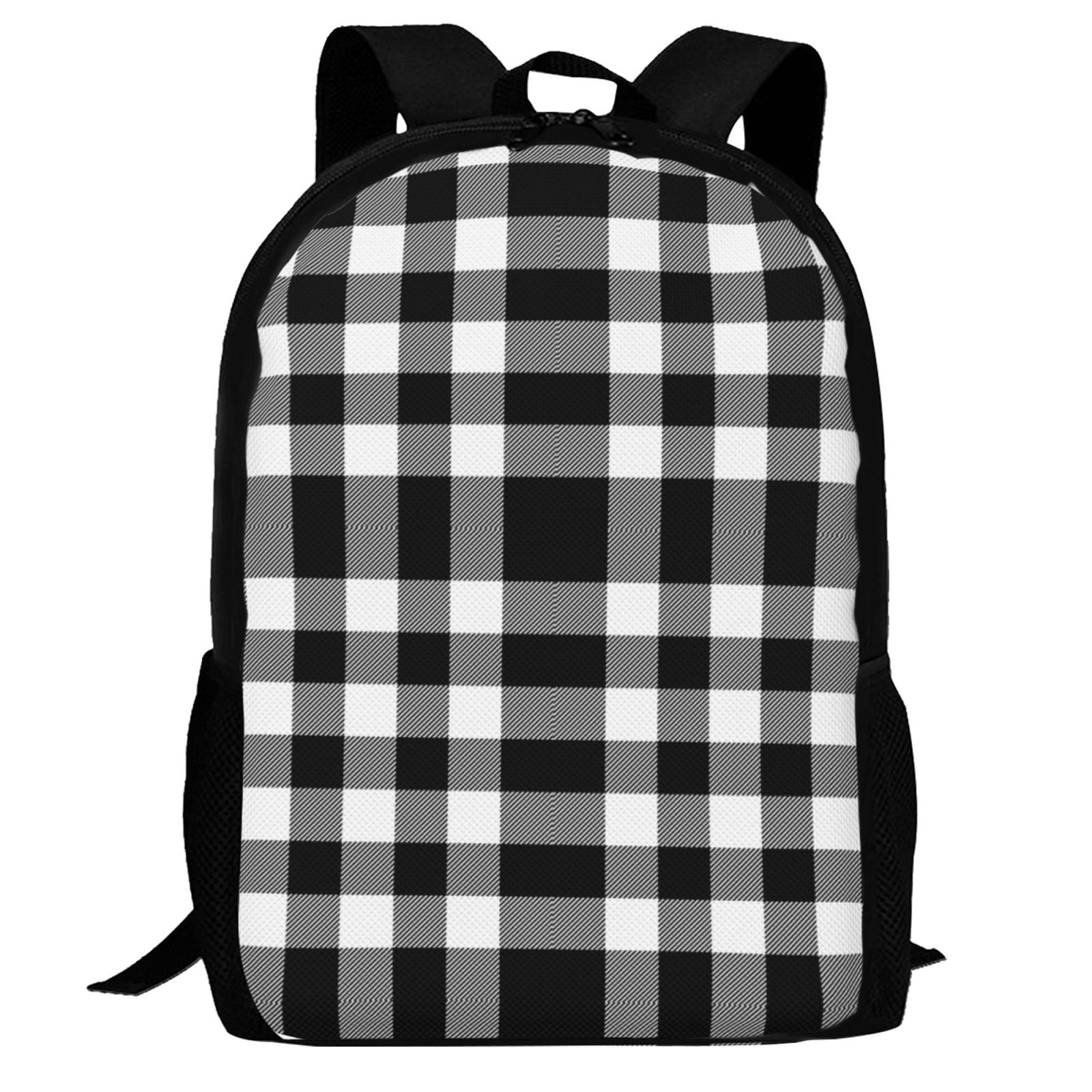 Defioc White And Black Plaid Pattern Carry on Backpack,16.5x12.5x5.5 ...
