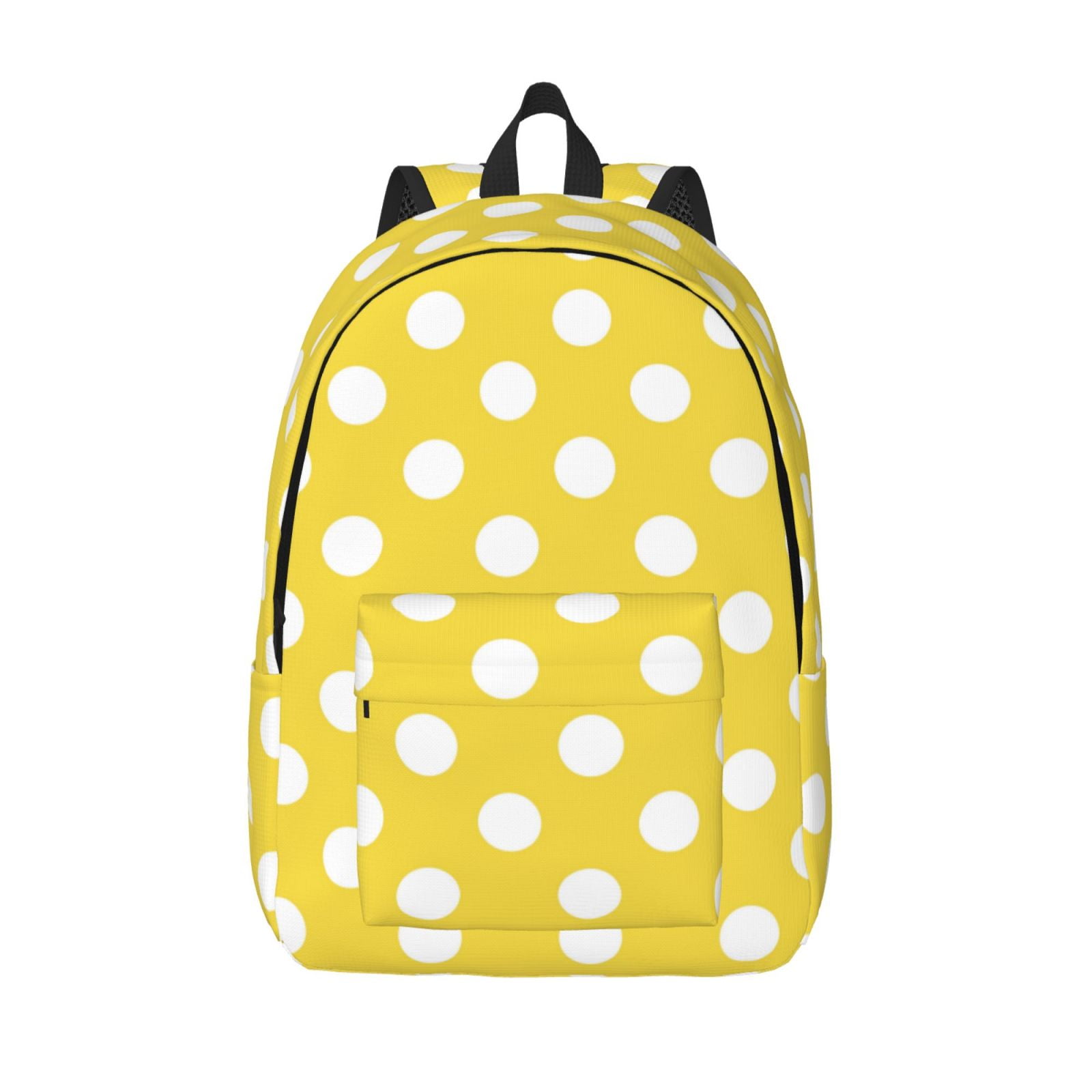 Defioc Yellow And White Polka Dot for Canvas Backpack,Travel Rucksack ...