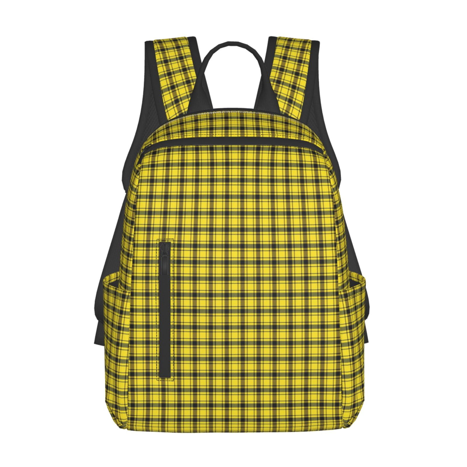 Defioc Yellow Checkered Plaid Pattern Travel Laptop Backpack ...