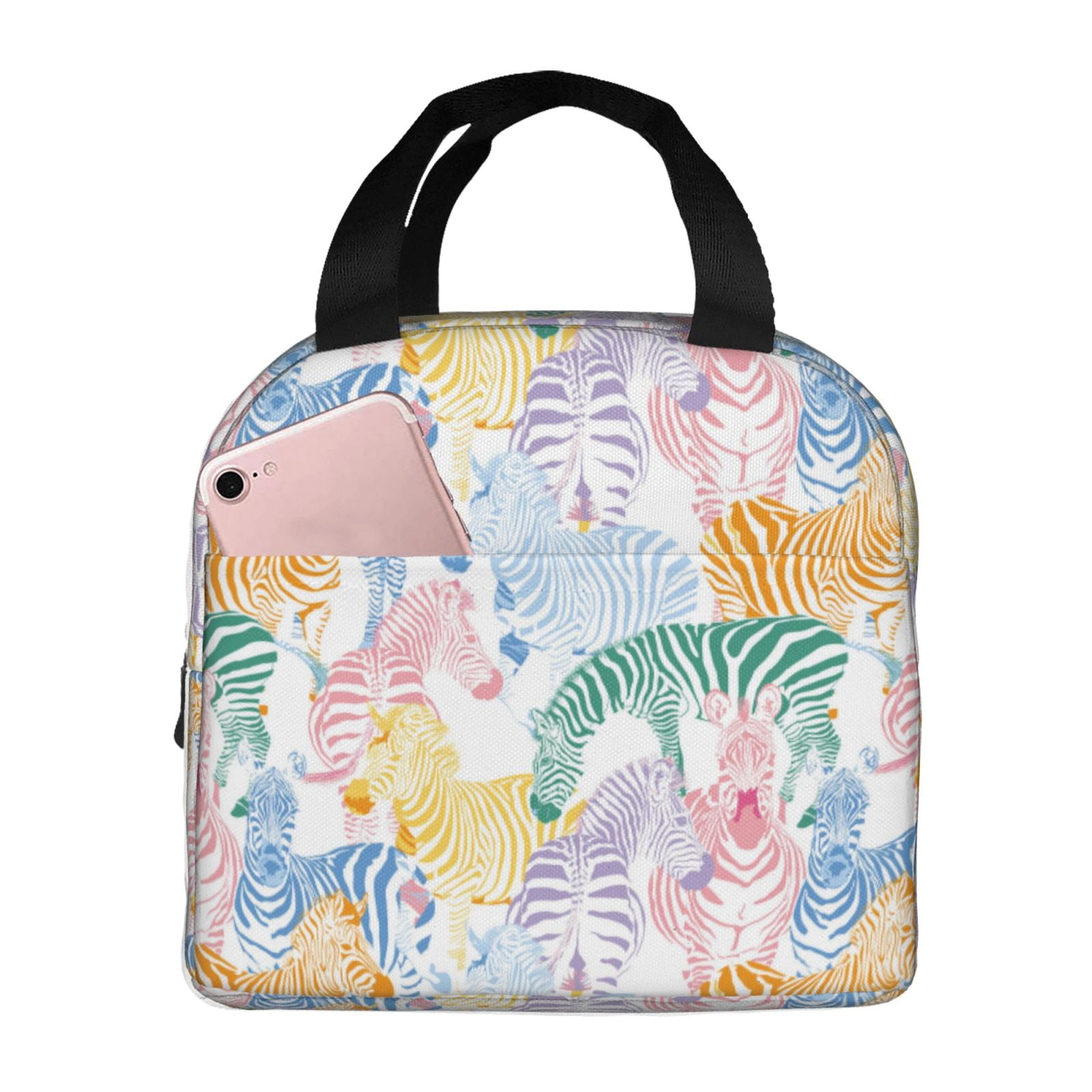 Defioc Zebra Colourful Print Lunch Box,Lunch Bag for Women Men Reusable ...