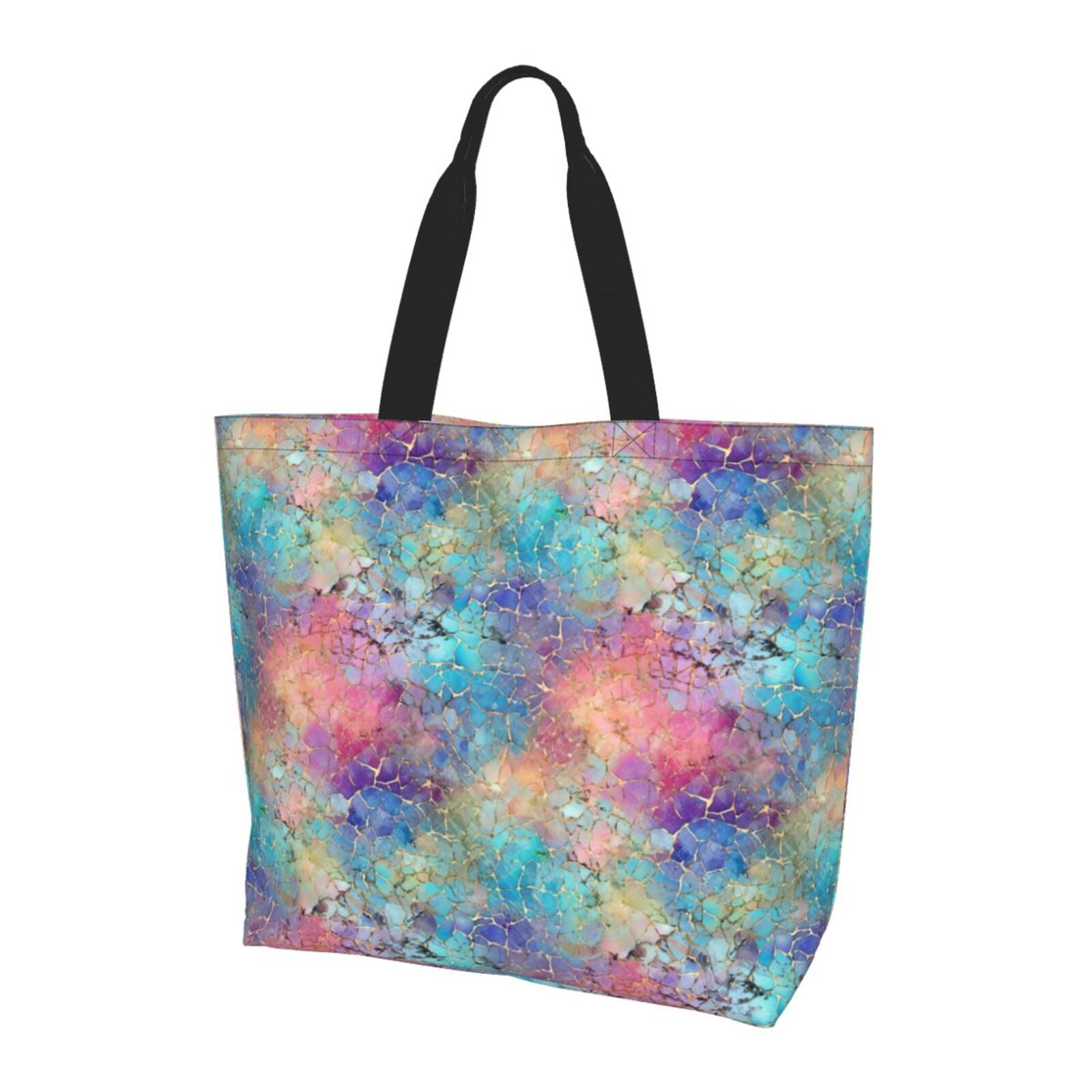 Defioc blue pink colorful cracked texturefor Women's Tote Bag ...