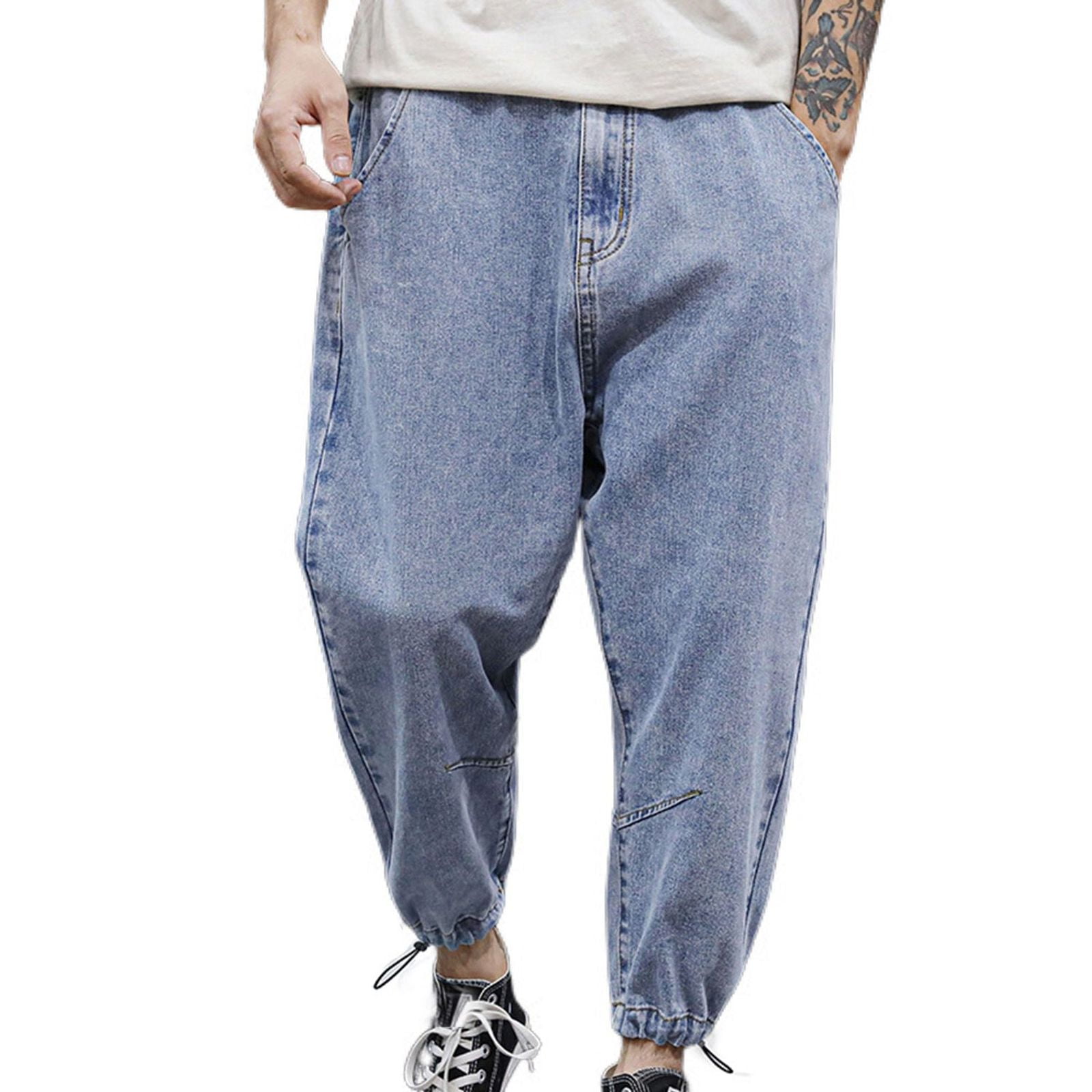 Defitshape Men's Autumn Denim Pants Button Jeans Casual Comfy Cotton ...