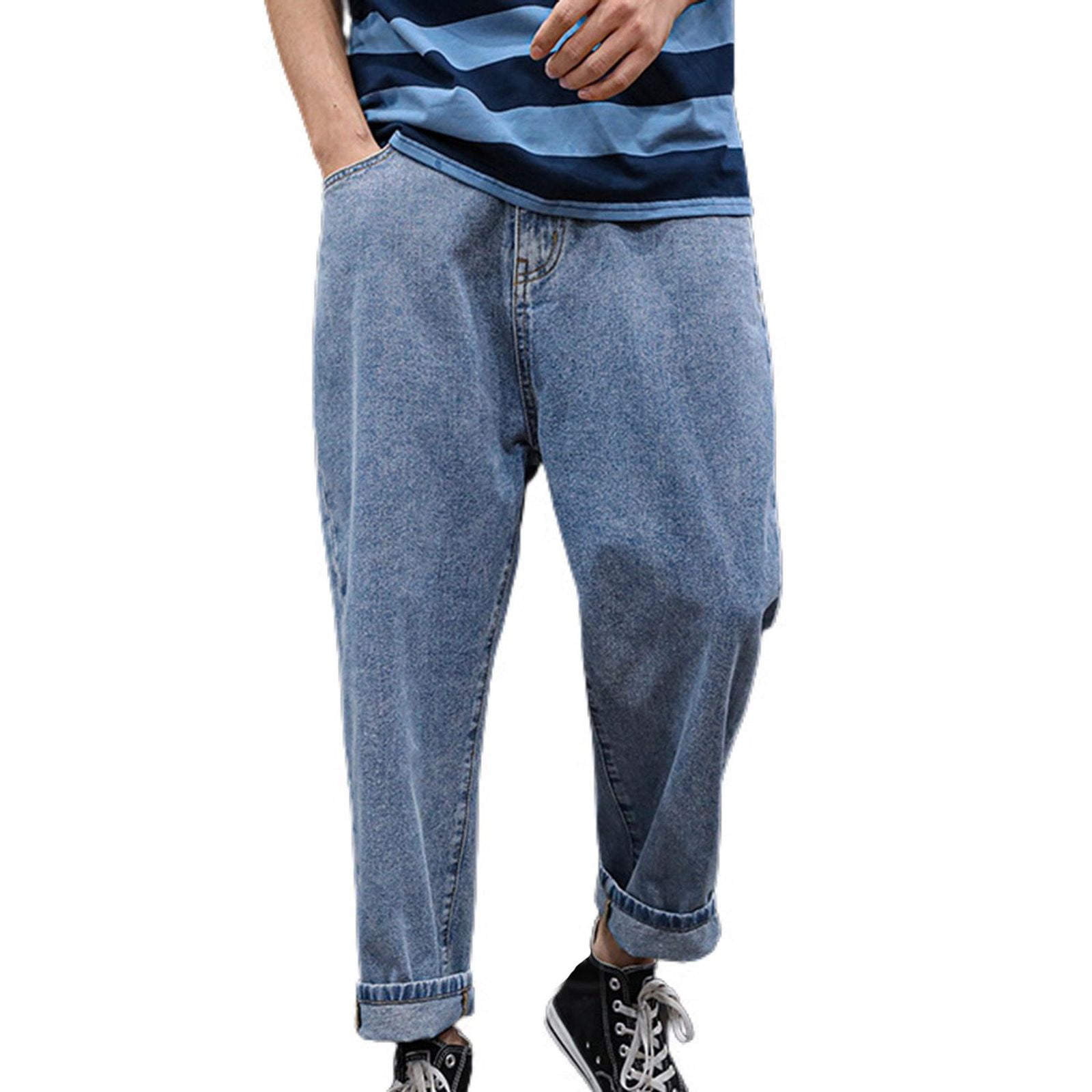 Defitshape Men's Autumn Denim Pants Button Jeans Casual Comfy Cotton ...
