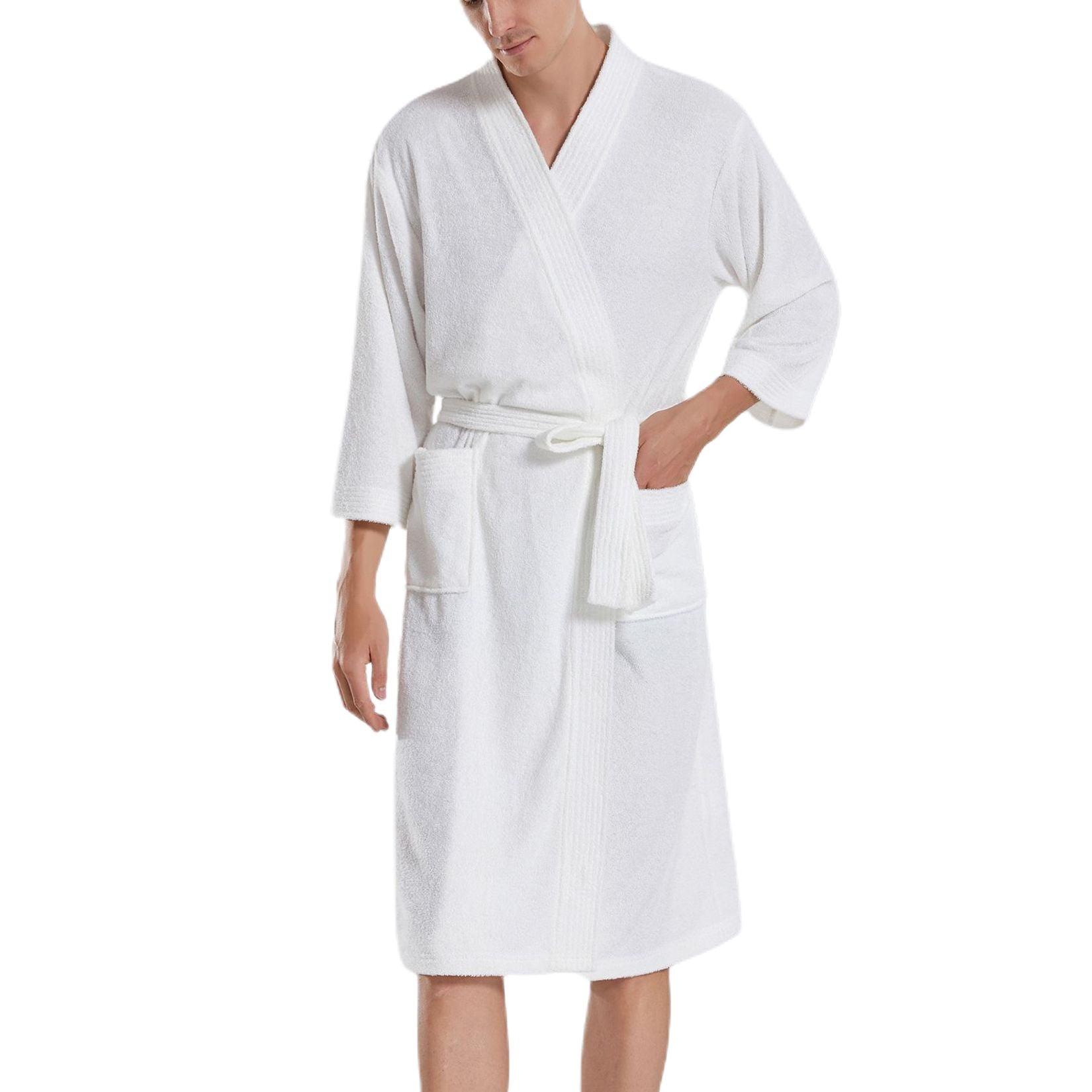 Defitshape Men's Bath Robe Soft Long Sleeve Fall Winter Terry Cloth ...