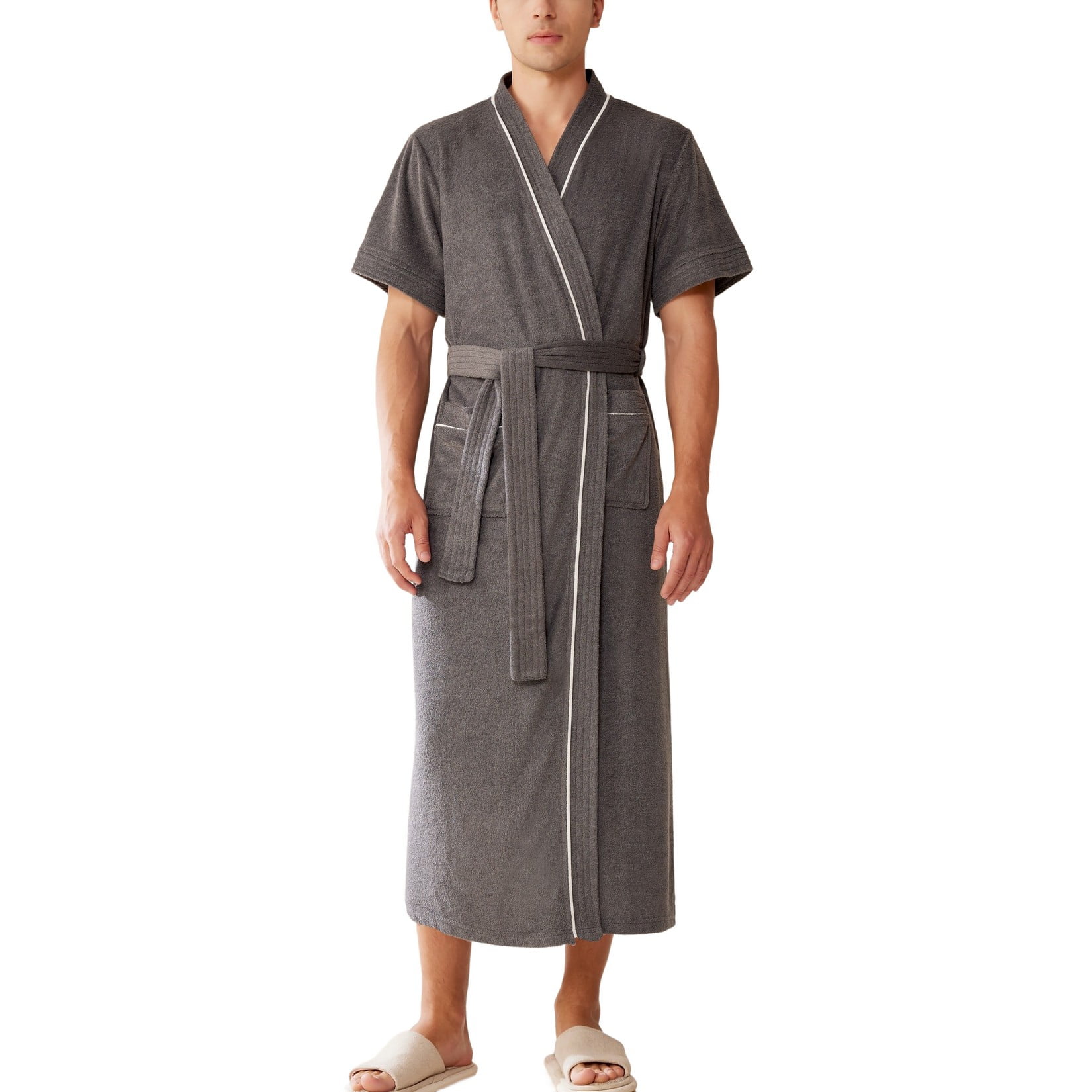 Defitshape Men's Belt Loops Bath Robe Billowy Bathrobes All Seasons ...