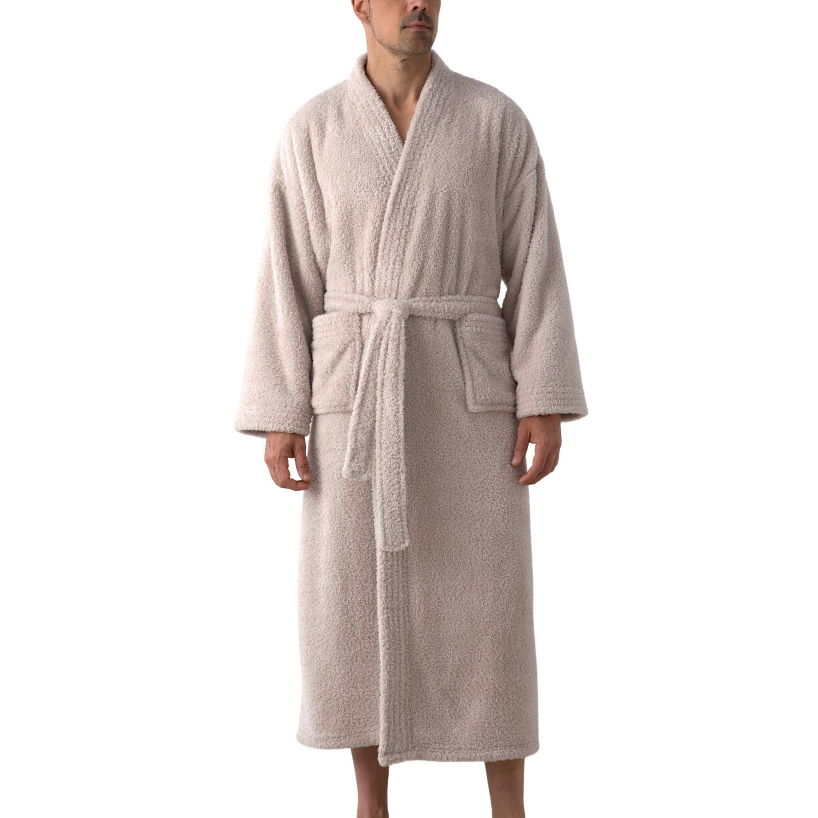 Defitshape Men's Billowy Fleece Bathrobe Belt Bath Robe Chic Comfy Calf ...