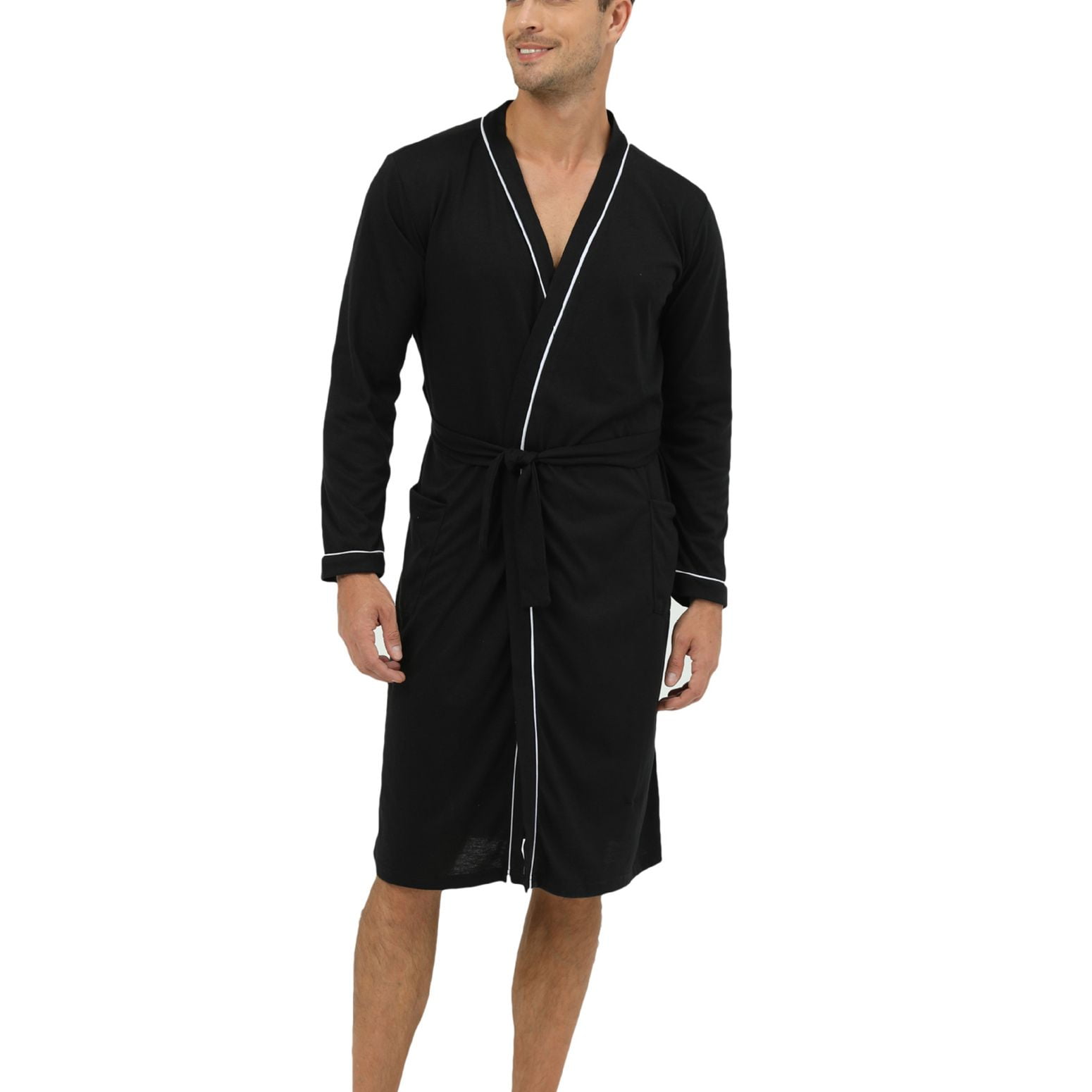 Defitshape Men's Cotton Long Robe Soft Long Sleeve Summer Spring ...