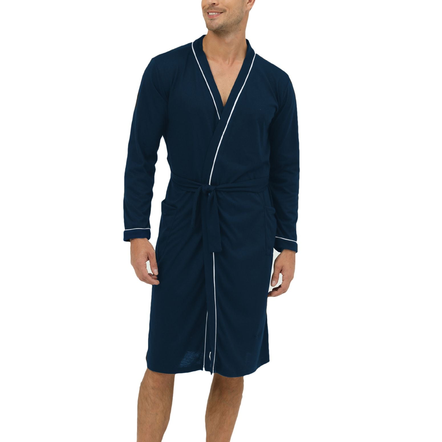 Defitshape Men's Cotton Long Robe Soft Long Sleeve Summer Spring ...