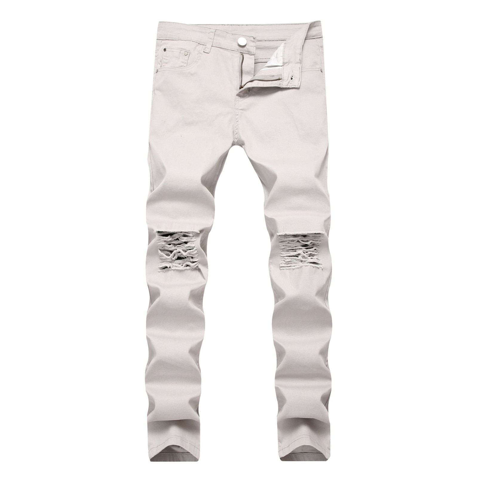 Defitshape Men's Denim Pant Ripped Jeans Button Destroyed Curvy Long ...